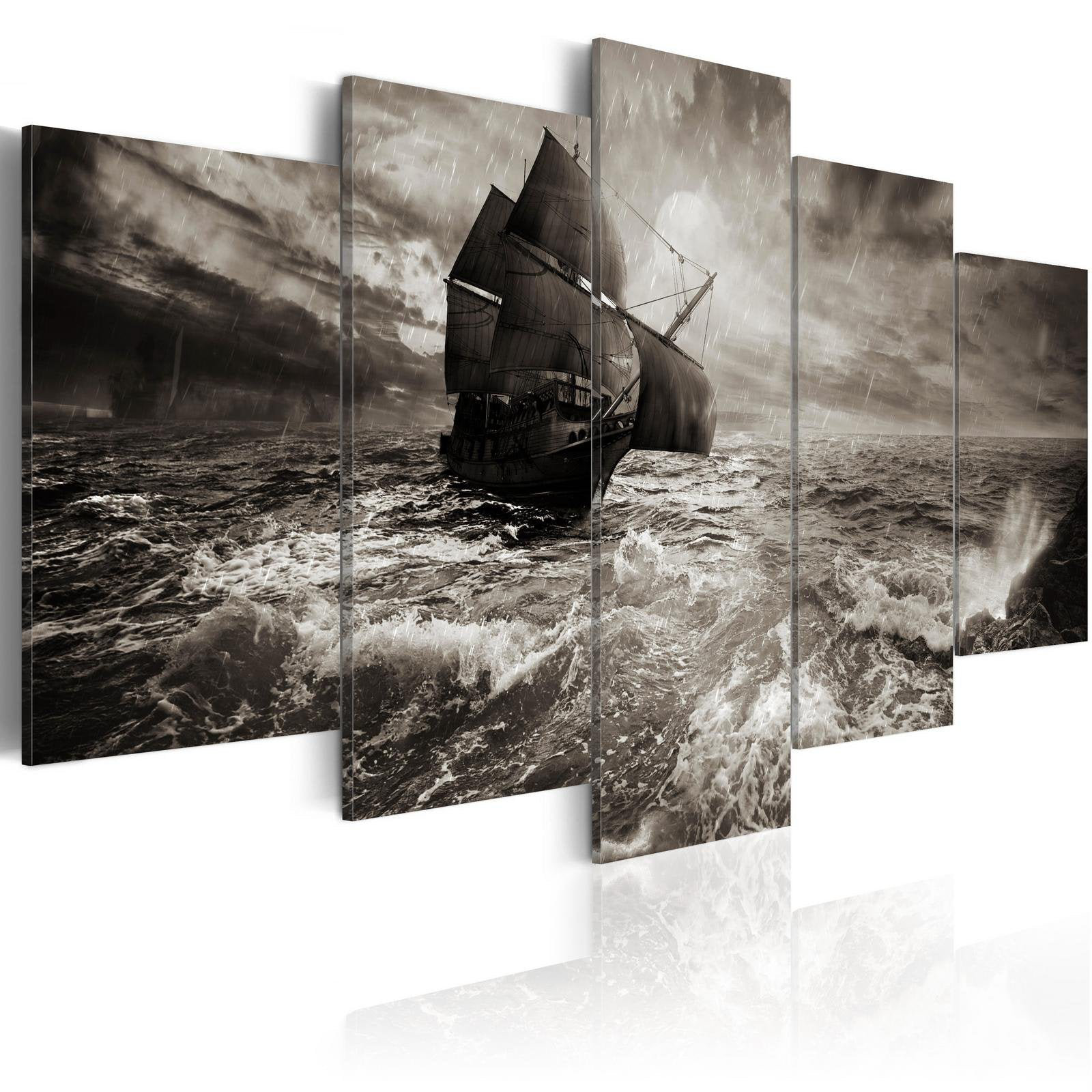Longshore Tides Ship In A Storm On Canvas 5 Pieces Print | Wayfair