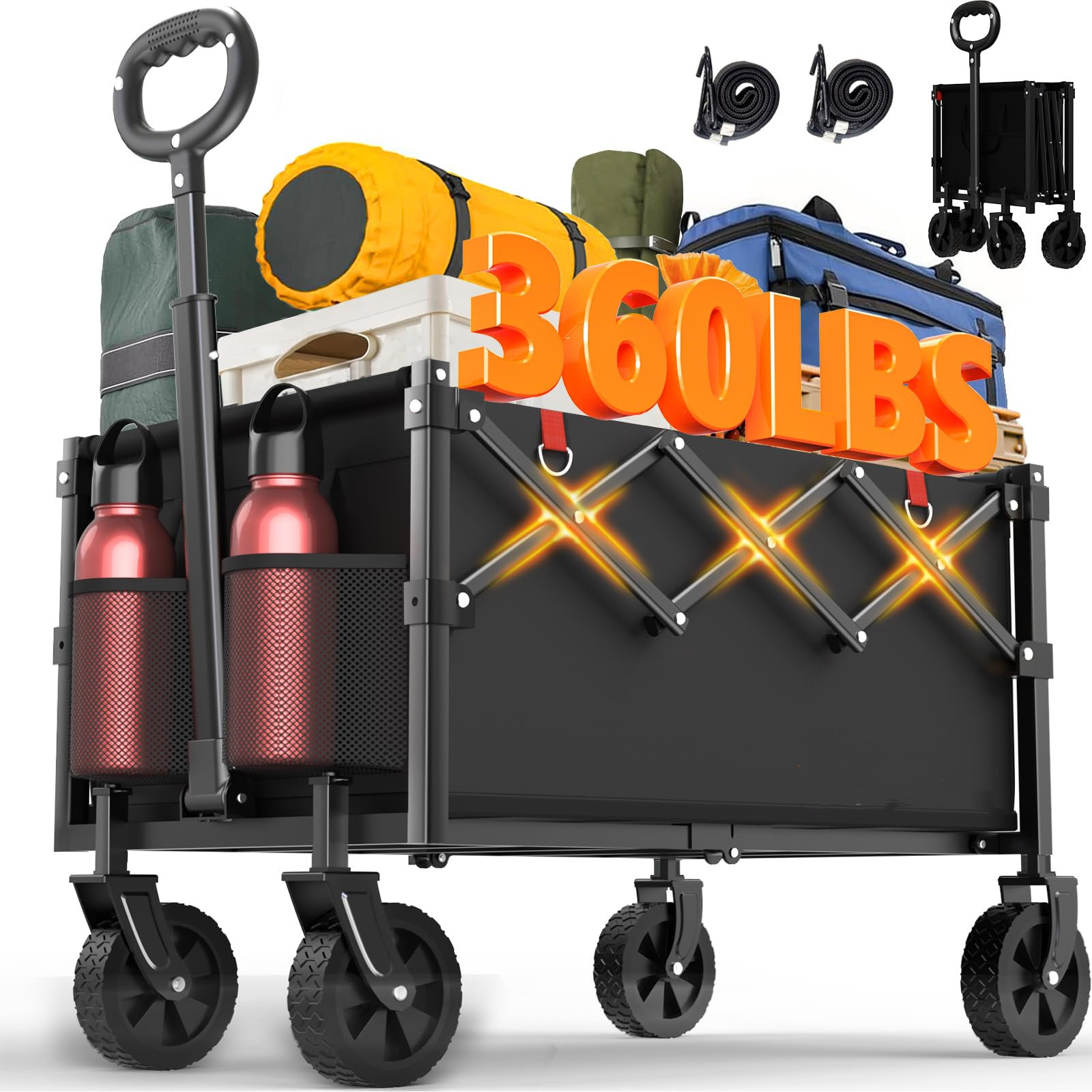 CONMINI Wagons Carts Foldable, Lightweight Portable Utility Shopping ...