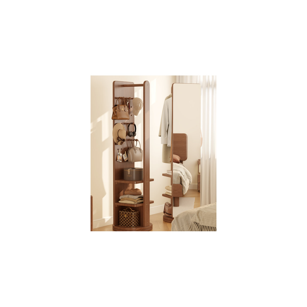 Ebern Designs Rotating Full-length Mirror with Clothes Hanger | Wayfair