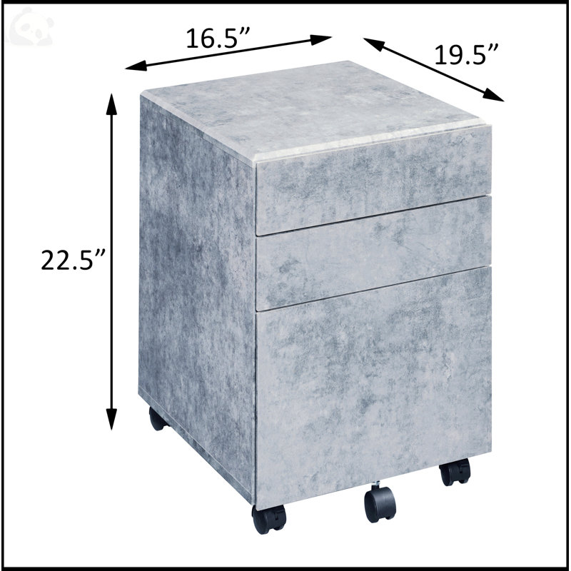 Inbox Zero Silver 3-Drawer File Cabinet | Wayfair