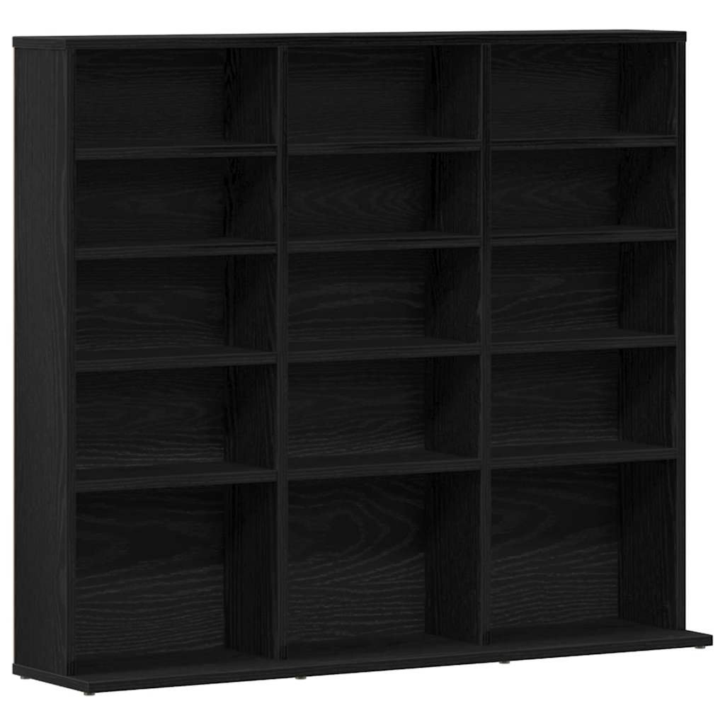 vidaXL CD Cabinet Black Oak Engineered Wood Medium CD Cabinet | Wayfair