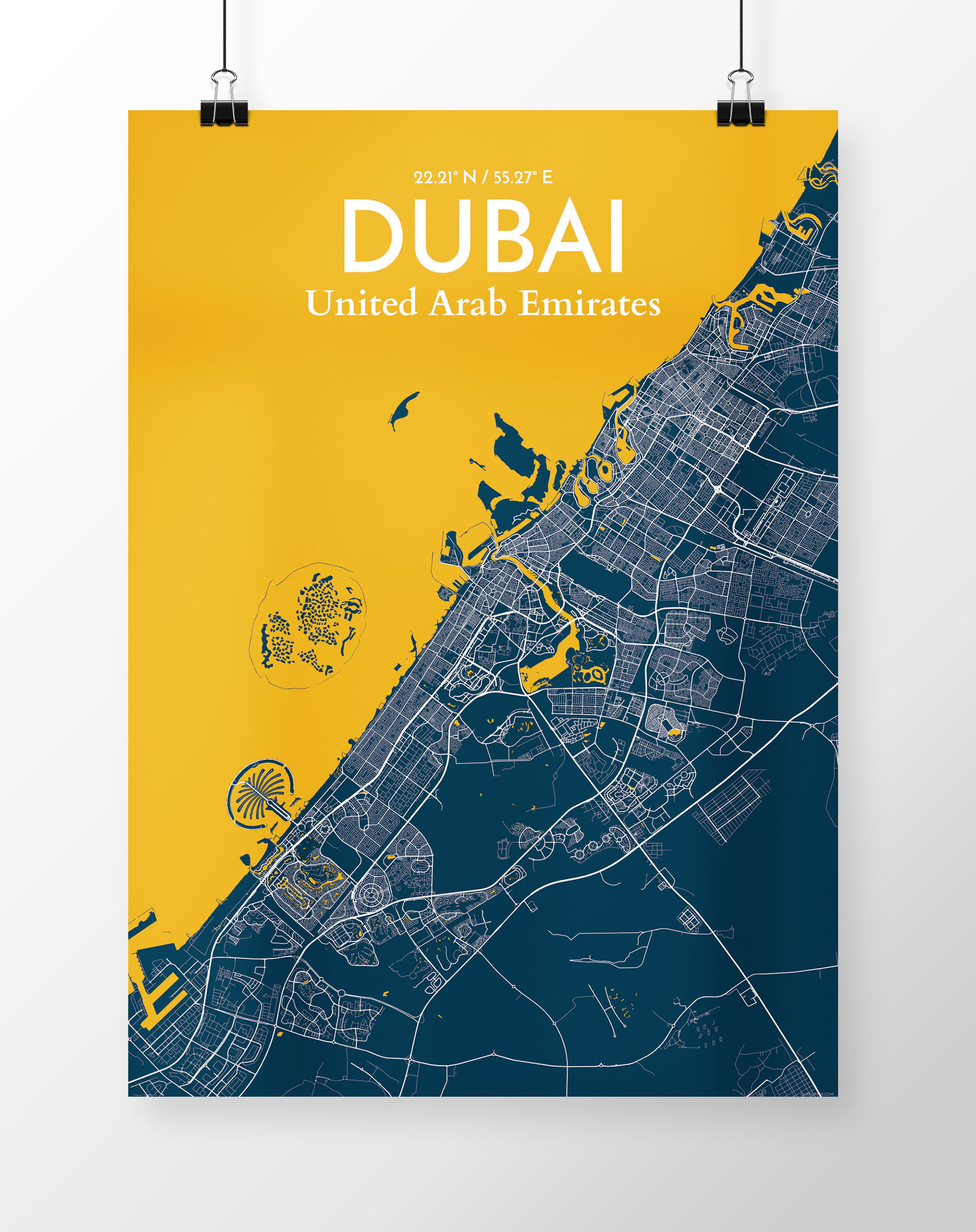 OurPoster.com 'Dubai City Map' Graphic Art Print Poster in Amuse | Wayfair