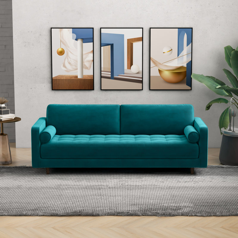 George Oliver Elsner 88" Velvet Square Arm Sofa & Reviews | Wayfair