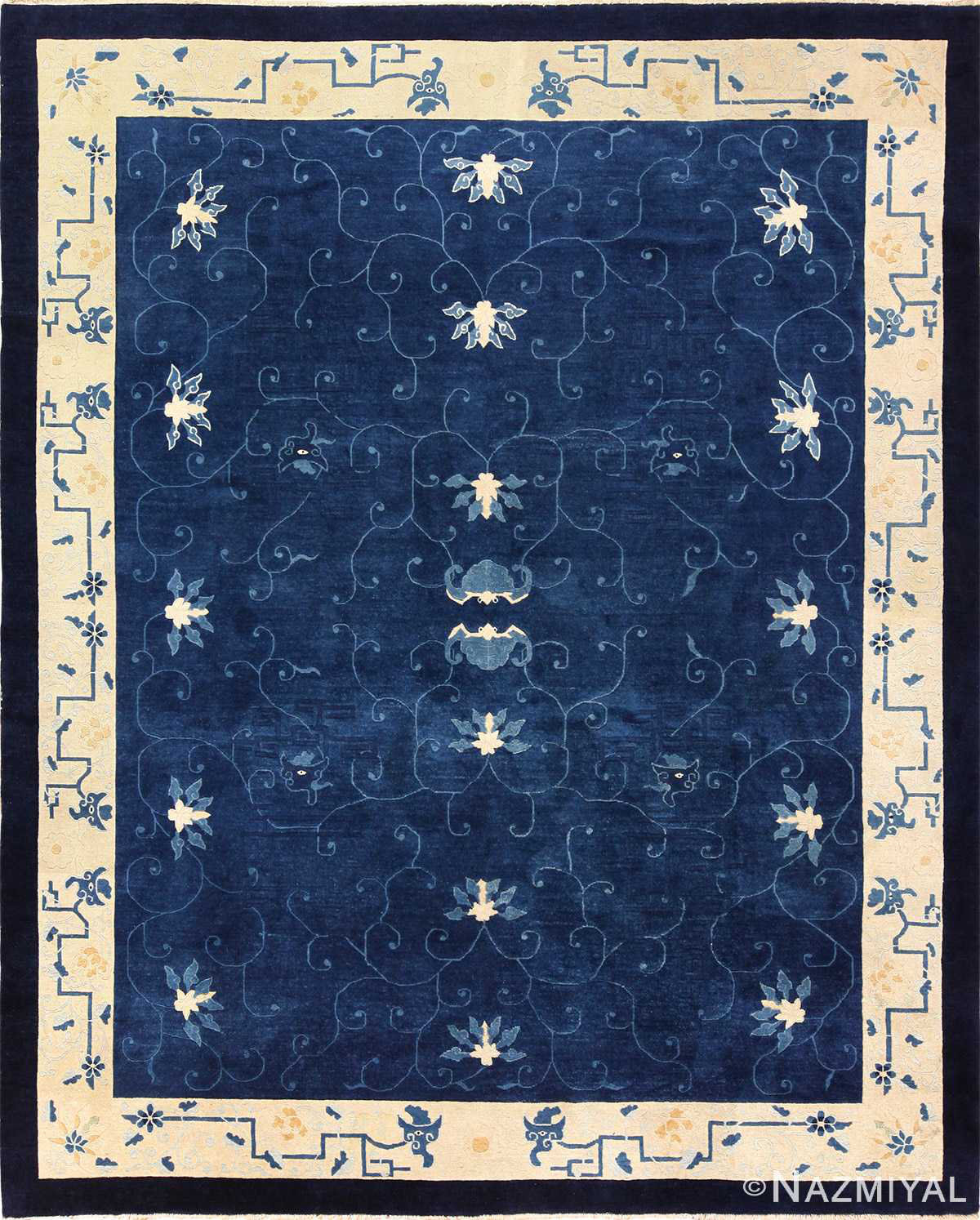 Nazmiyal Collection Room Size Antique Blue Chinese Rug | Wayfair