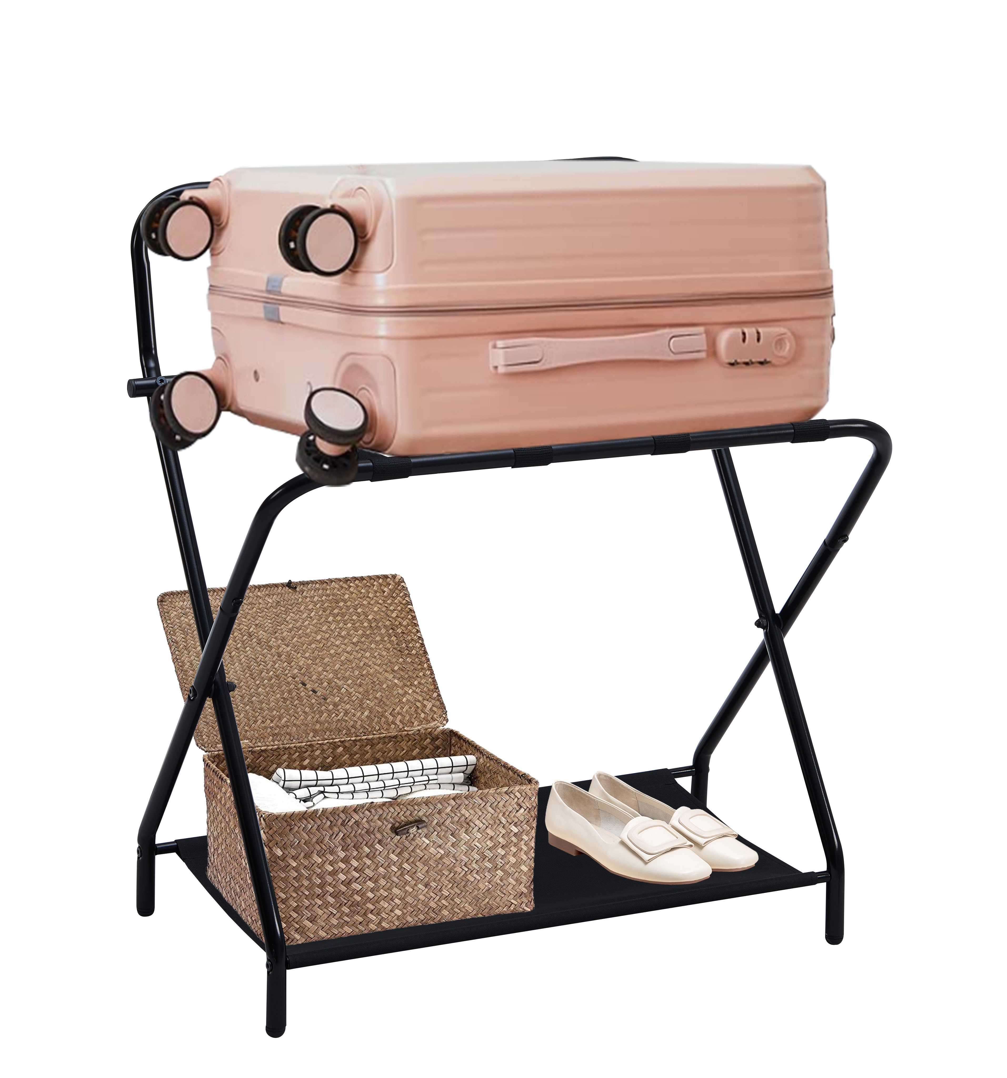 InRoom Designs Folding Metal Luggage Rack | Wayfair