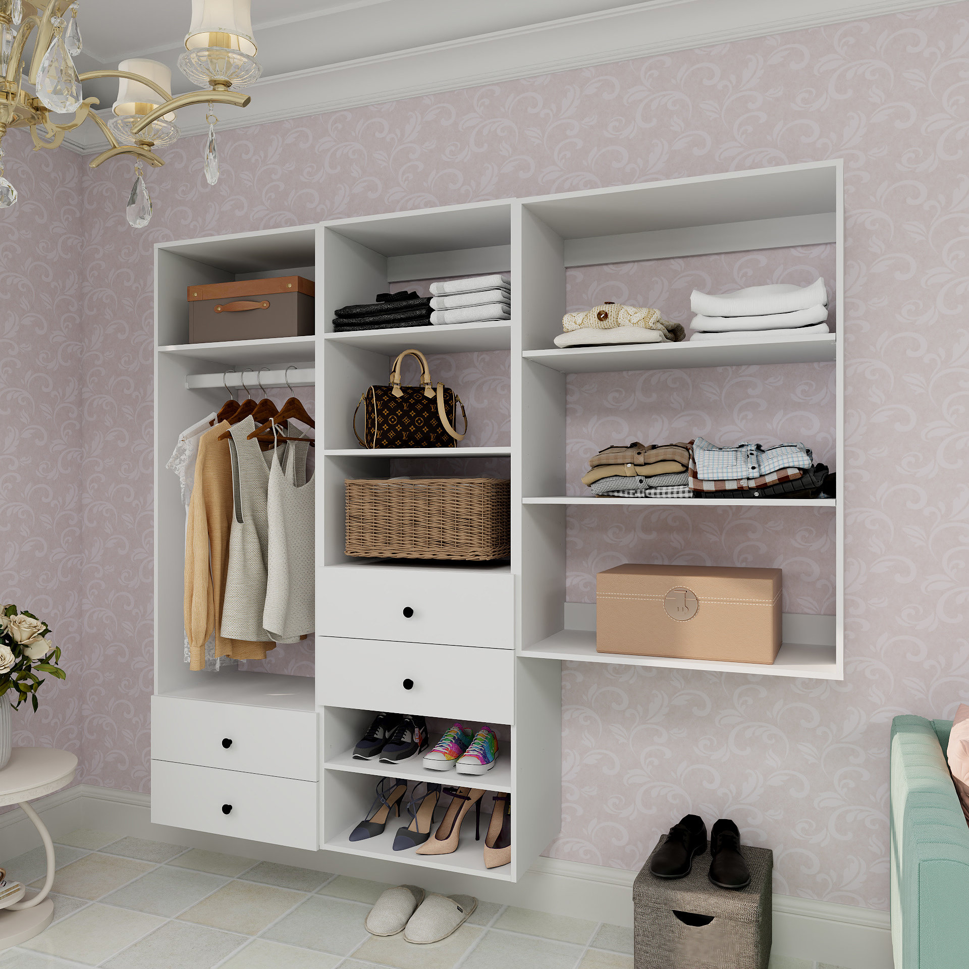 Latitude Run® Wood Closet Organzier System,Modular Closet System For ...