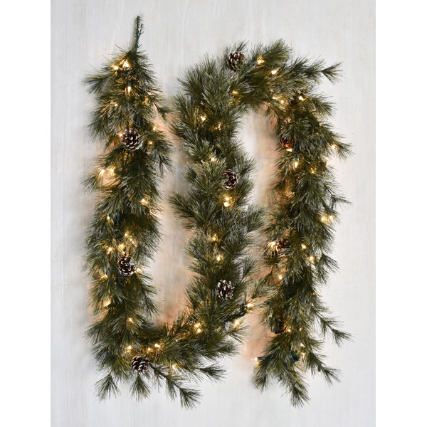 The Holiday Aisle® Hanrui 16'' in. Lighted Faux Pine Garland | Wayfair