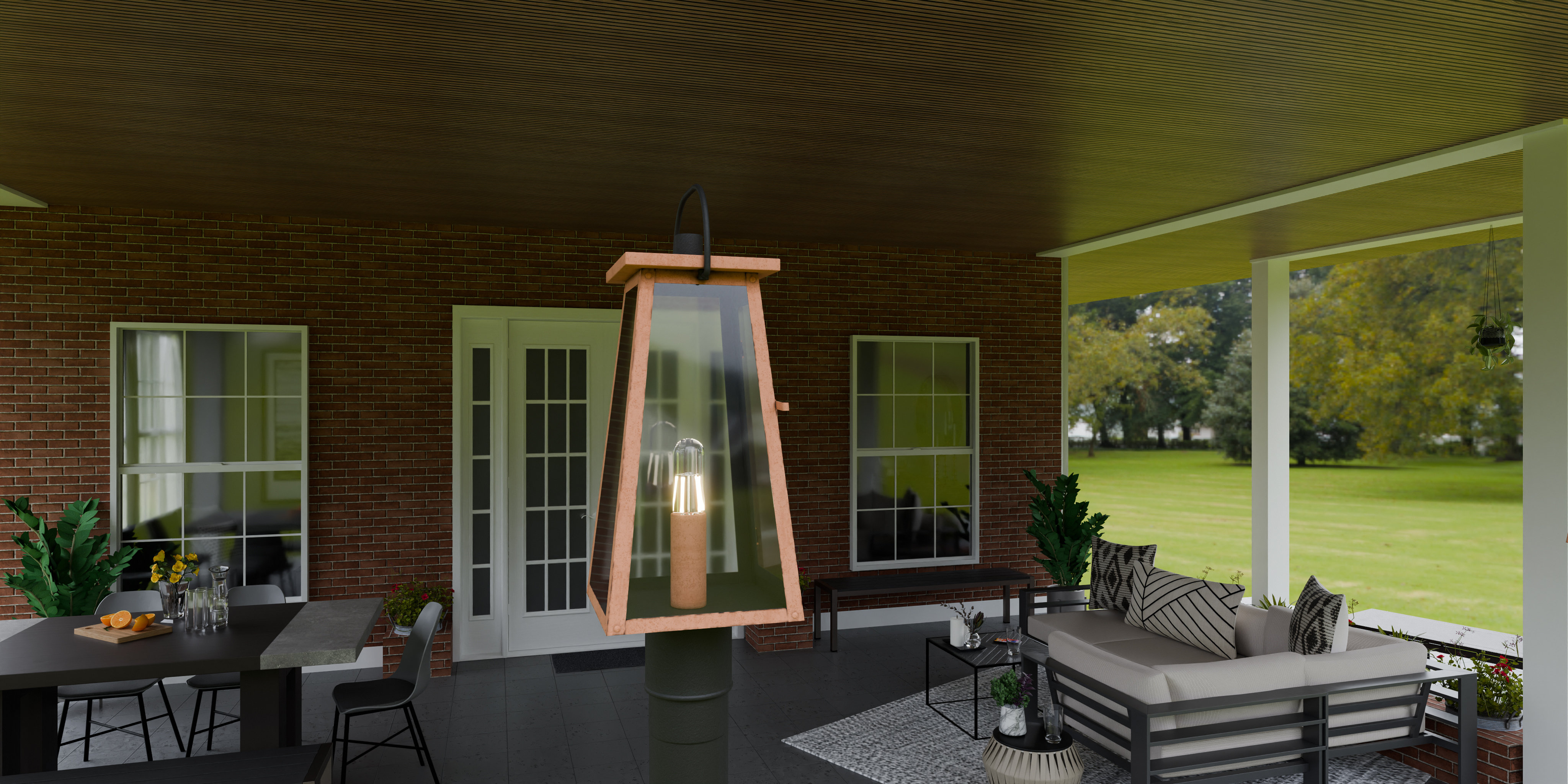 Trent Austin Design® Seng 1-Light Aged Copper Outdoor Post Lantern ...