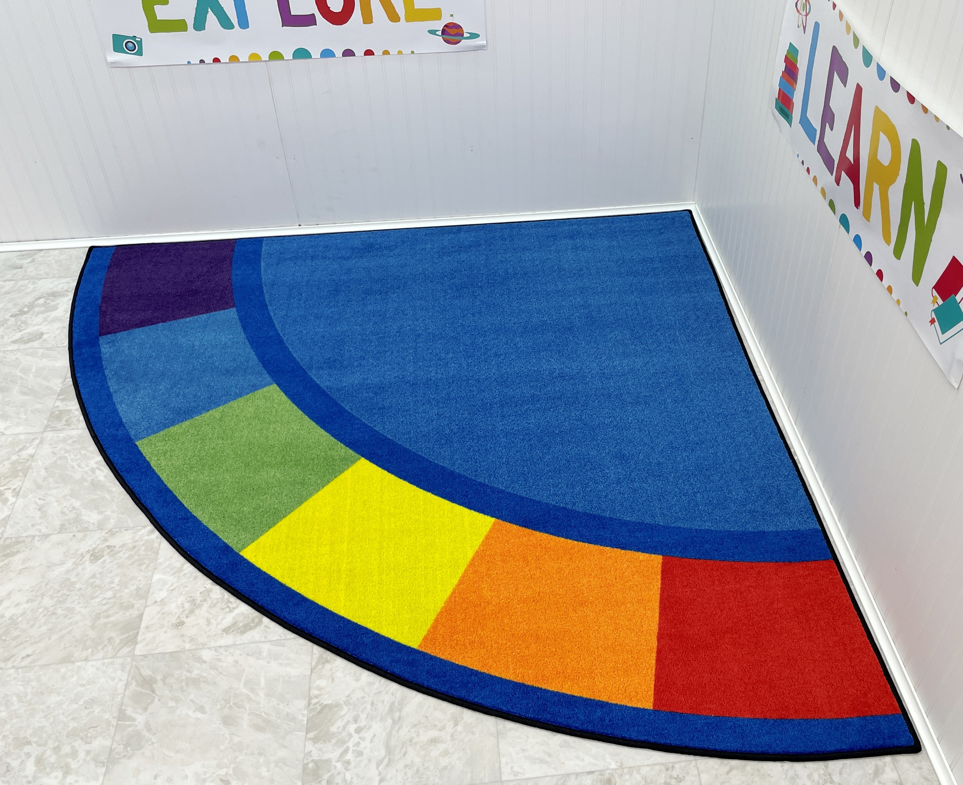 Kid Carpet Colors Quarter Circle Rug | Wayfair