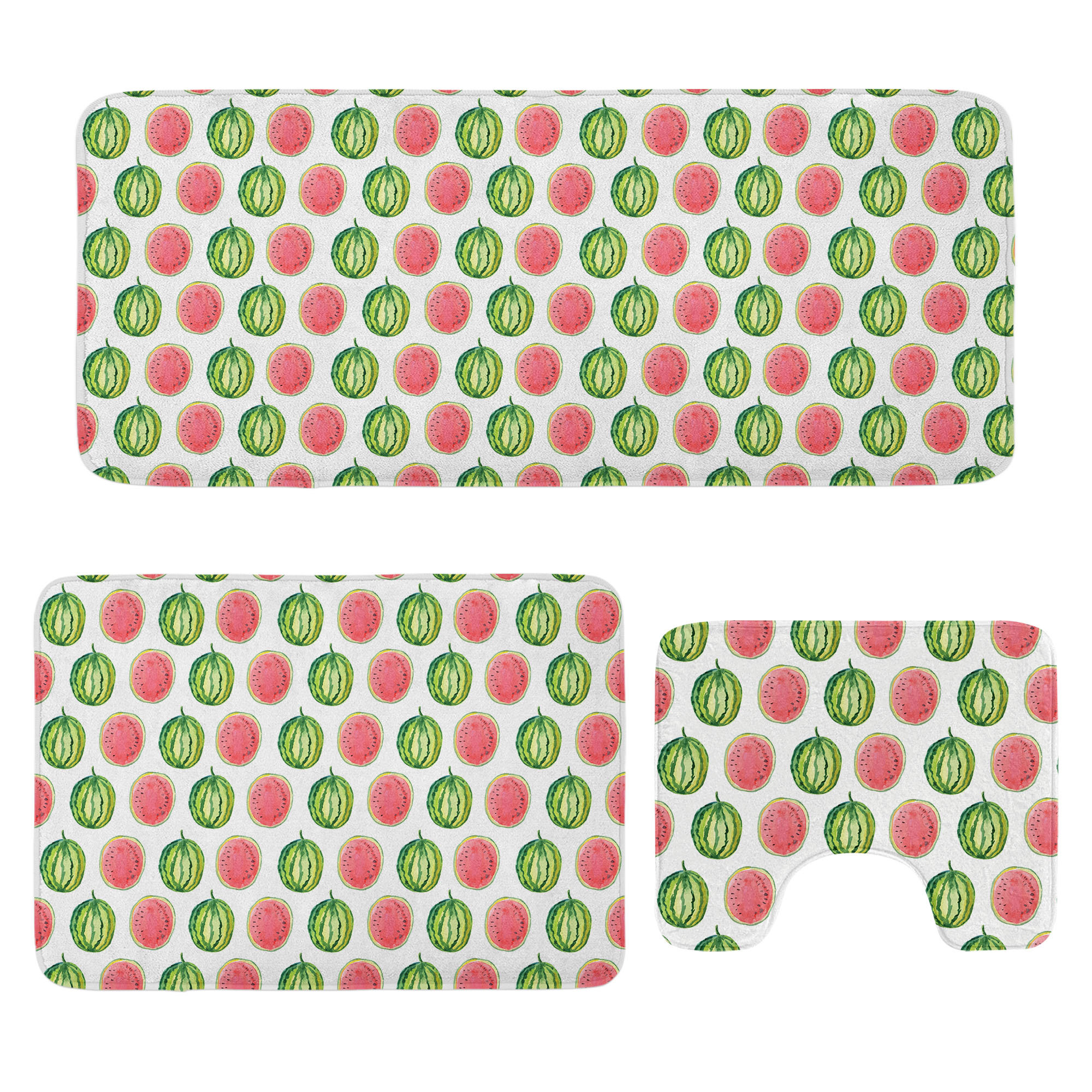 Latitude Run® Watermelon Bathroom Rug Set 3 Pieces U-Shape & Rectangle ...