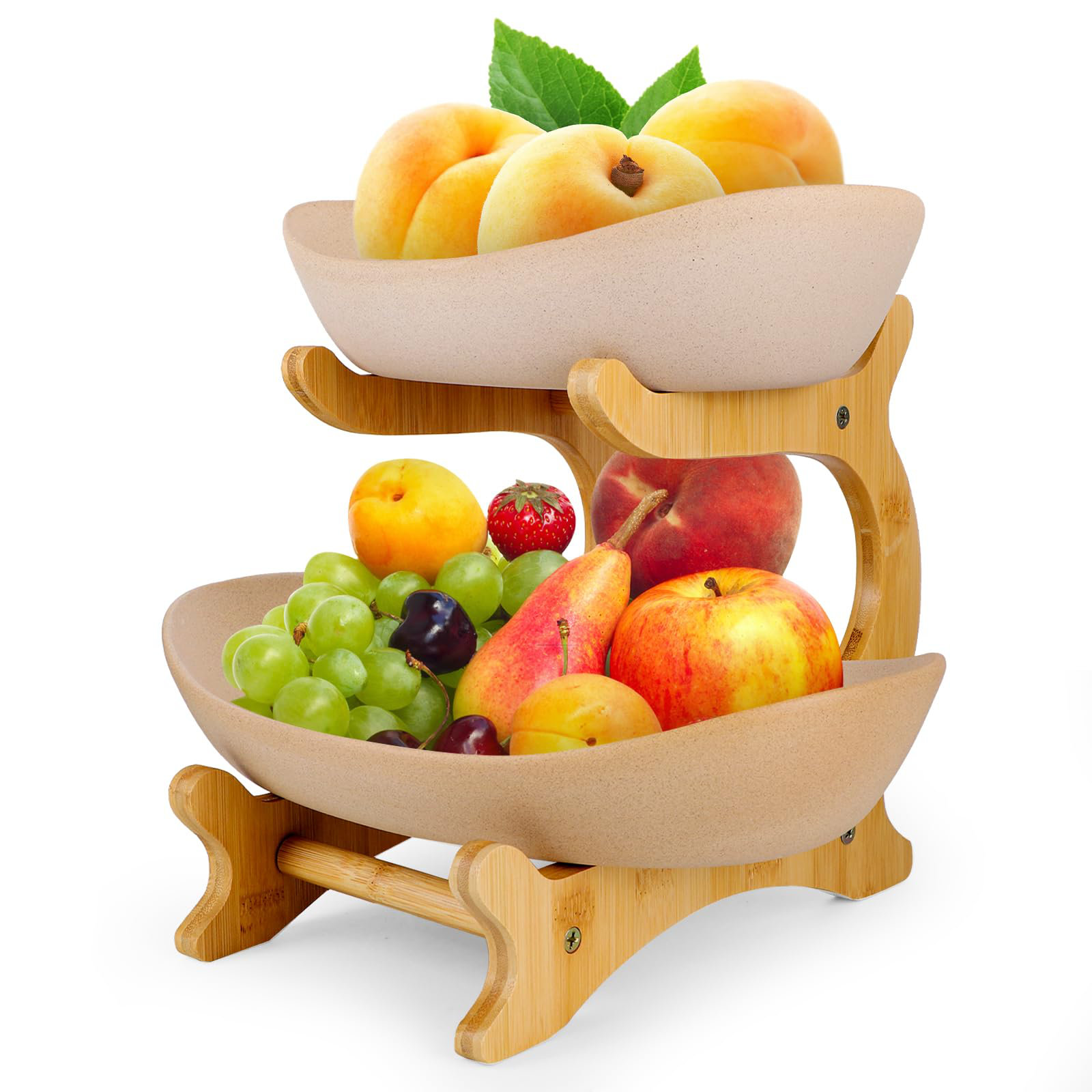 Loon Peak® 2 Tier Ceramic Fruit Bowl For Kitchen Counter, Large Ceramic ...