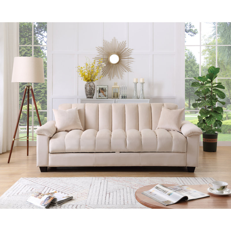 Latitude Run® Full 82.7'' Wide Velvet Biscuit Back Convertible Sofa ...