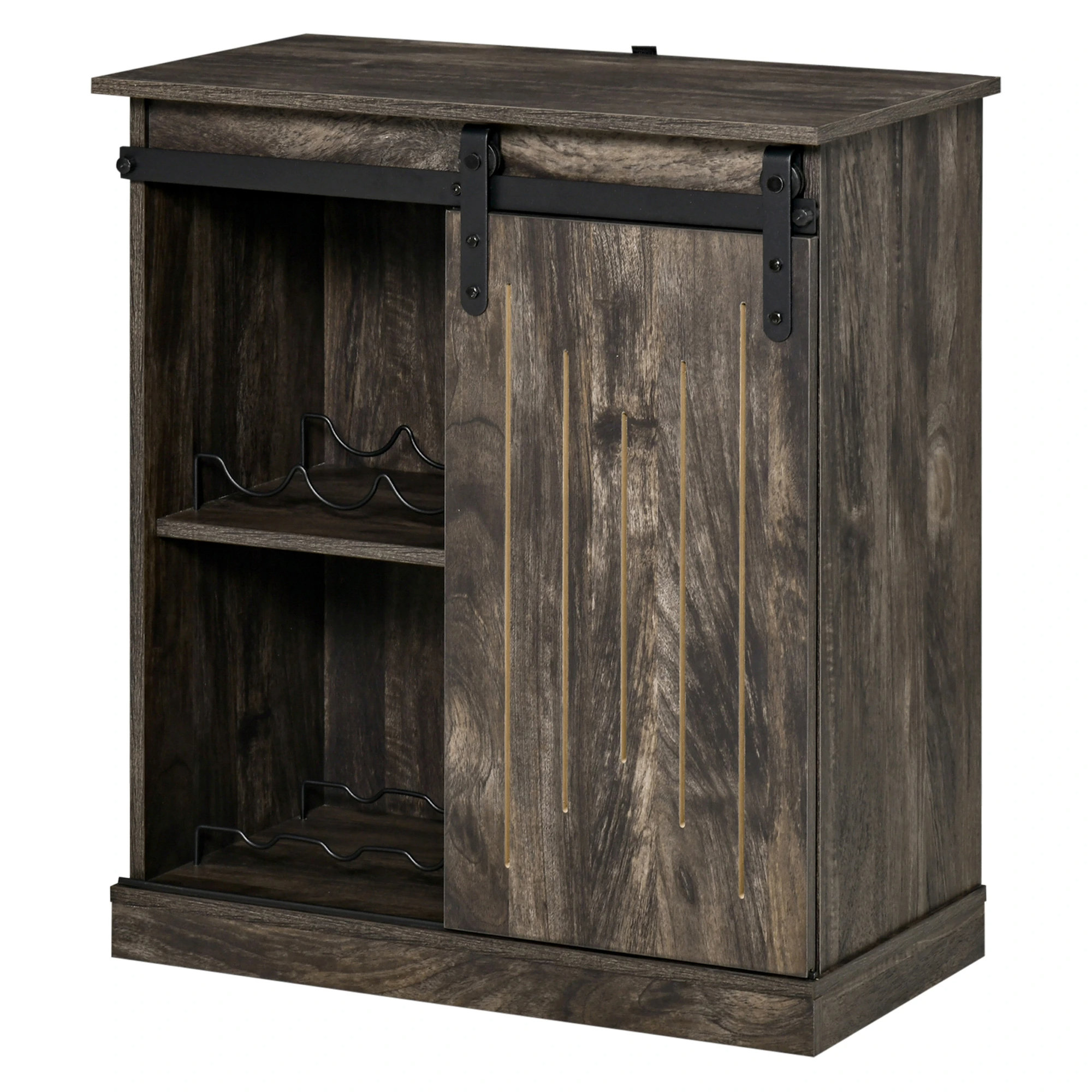 Gracie Oaks Industrial Wine Cabinet Bar Buffet Cabinet With Sliding ...