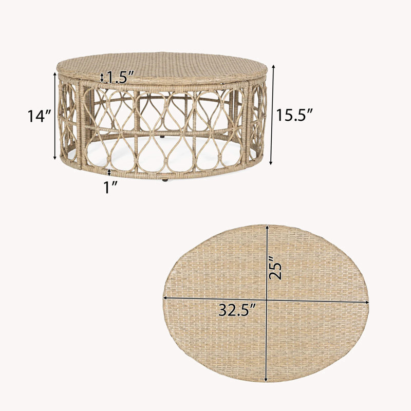 Dakota Fields 32.50" Rattan Outdoor Patio Coffee Table | Wayfair