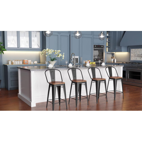 17 Stories Burney Counter Stool with Metal Frame & Reviews | Wayfair