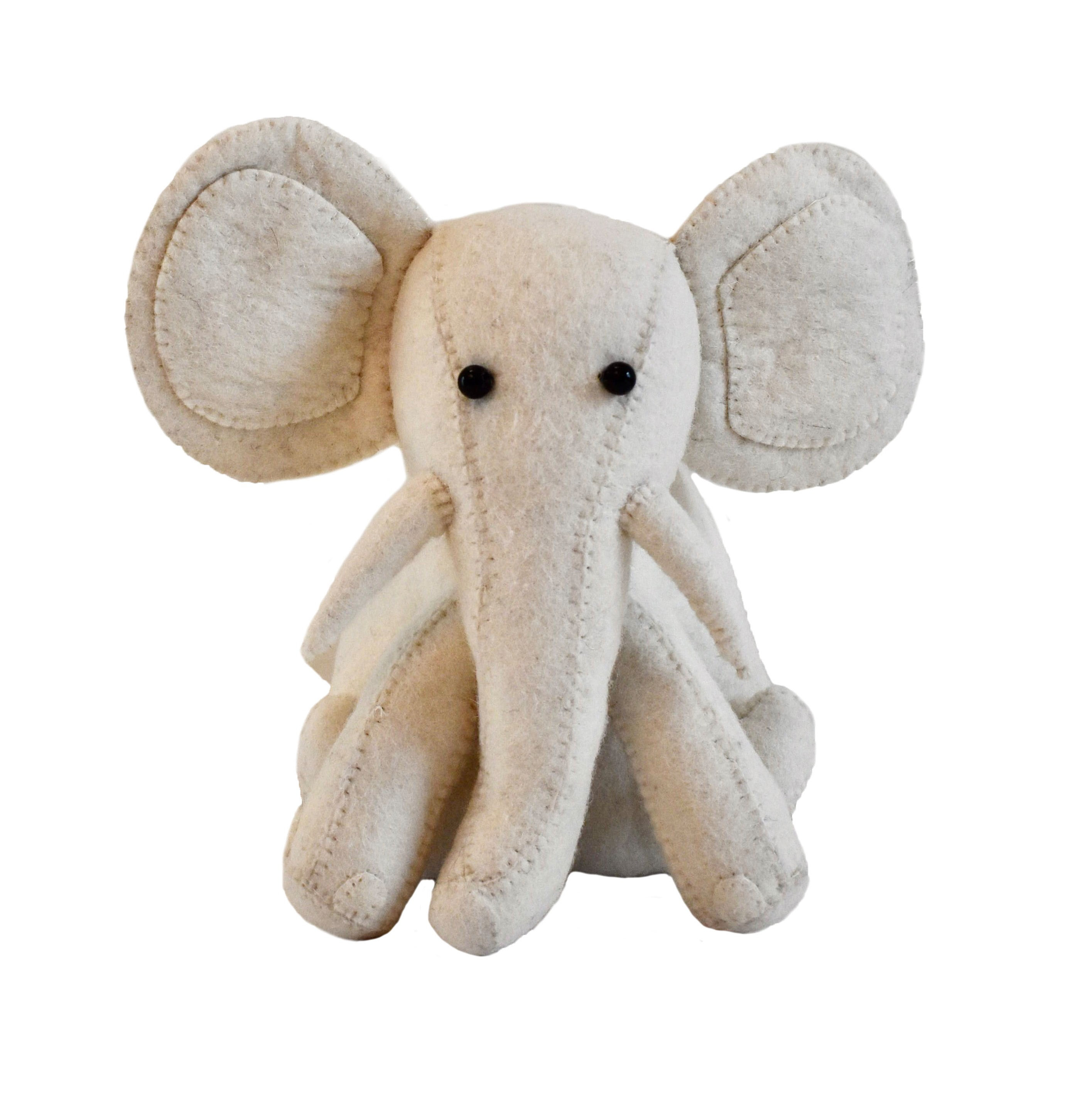 Arcadia Home Cream Elephant Door Stop in Hand Felted Wool | Wayfair