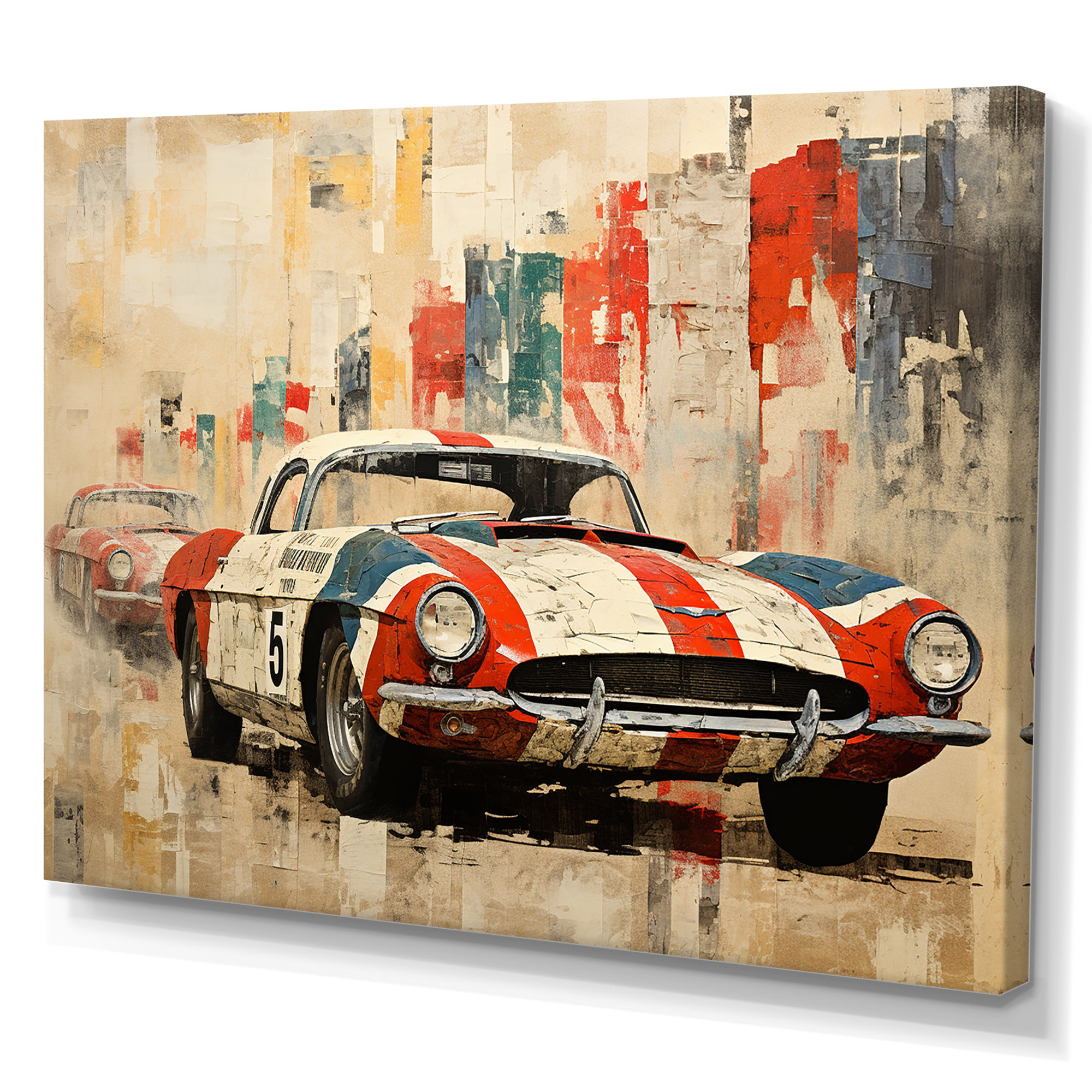 17 Stories Red Vintage 1950S Race Car Tracks I - Race Tracks Wall Art ...
