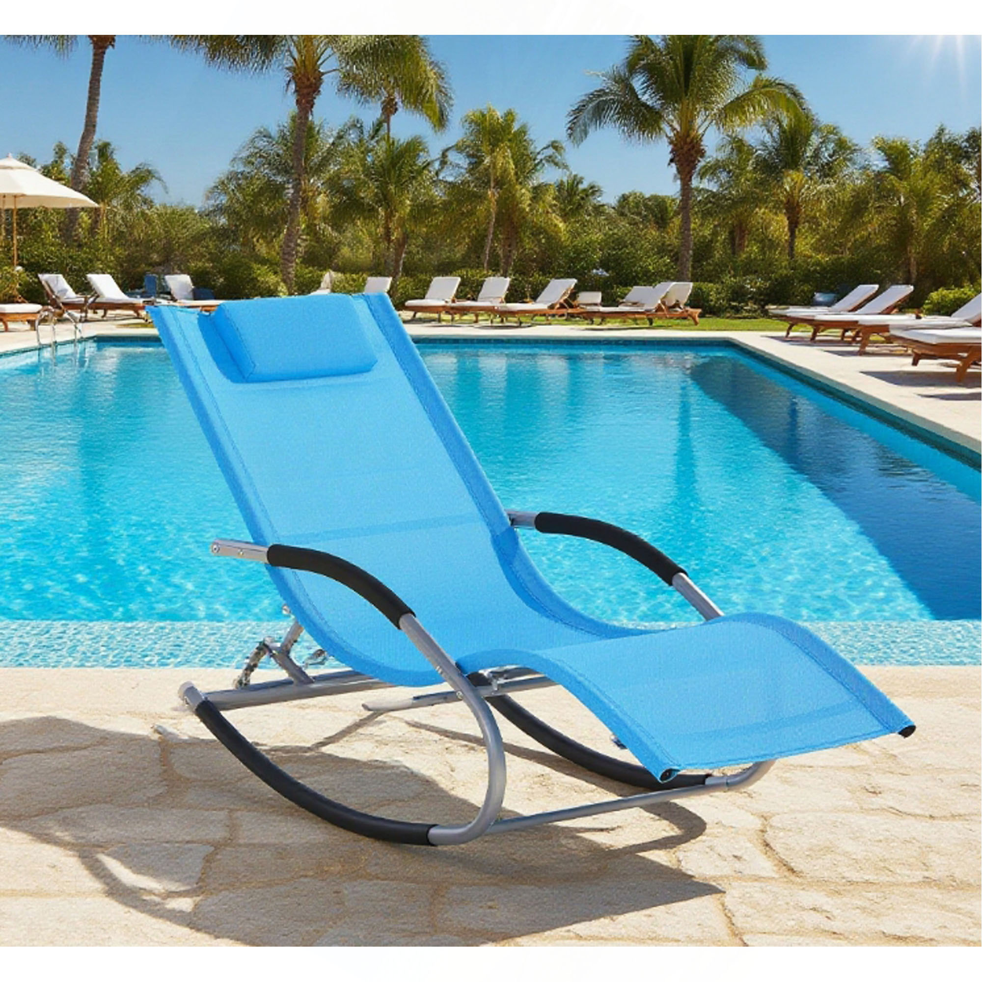 Wrought Studio™ Zero Gravity Rocking Chair Outdoor Chaise Lounge Chair Recliner Rocker | Wayfair