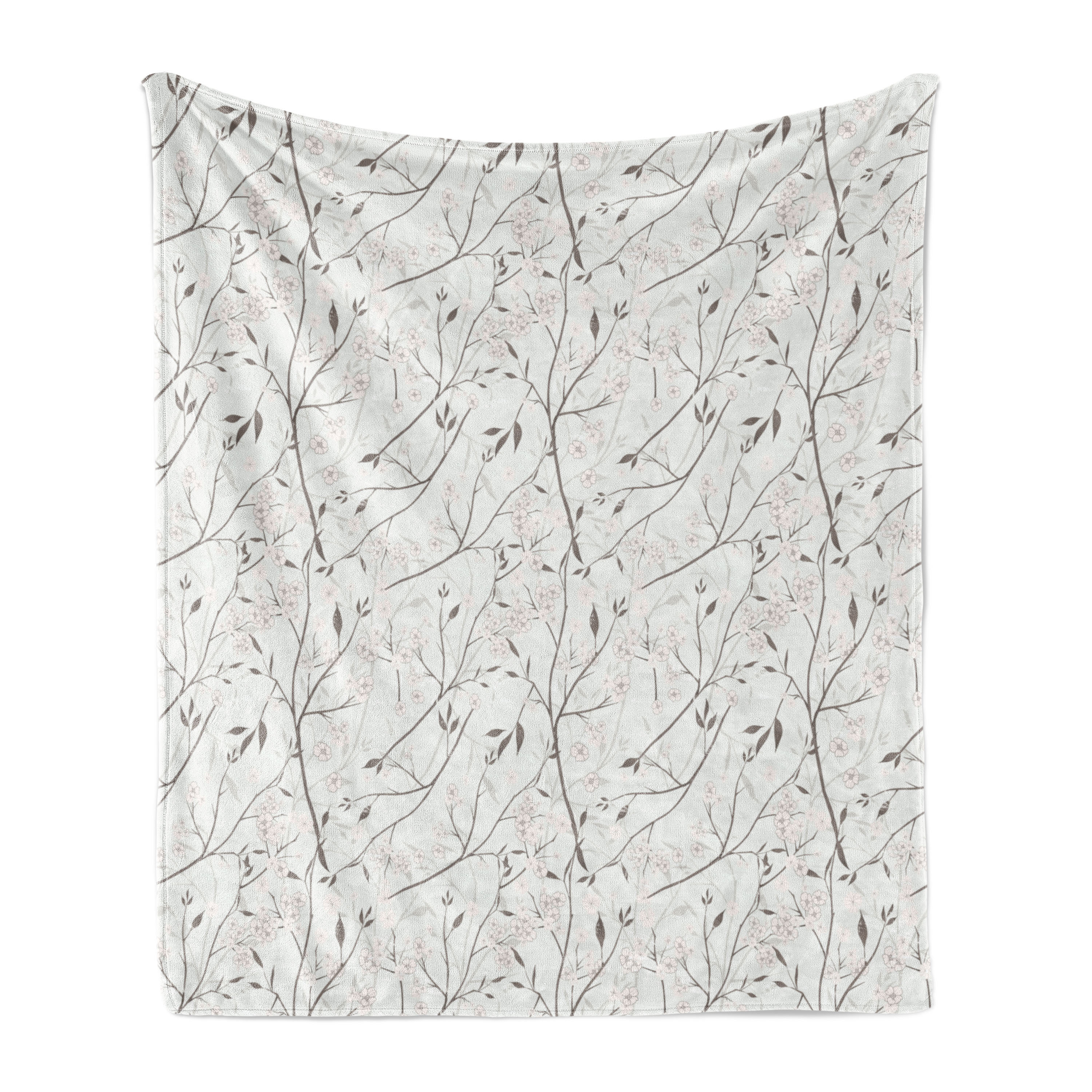 Ambesonne Grey and Mint Fleece Throw Blanket Rustic White Buds Pale ...