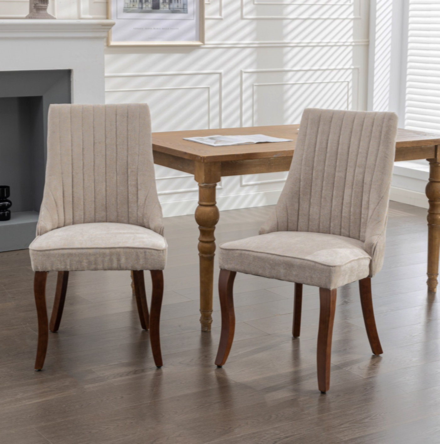 Lark Manor Rayon Cloth Flocking Linen Dining Chairs Channel Kitchen ...