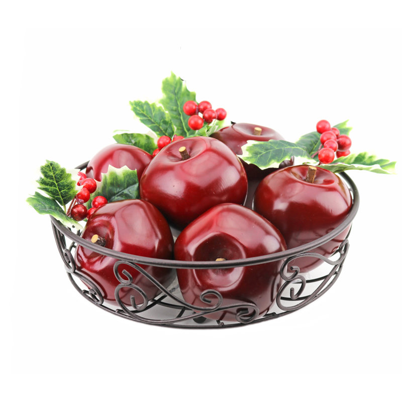 Murano Art Collection Hand Painted Red Wooden Apples Figurine | Wayfair