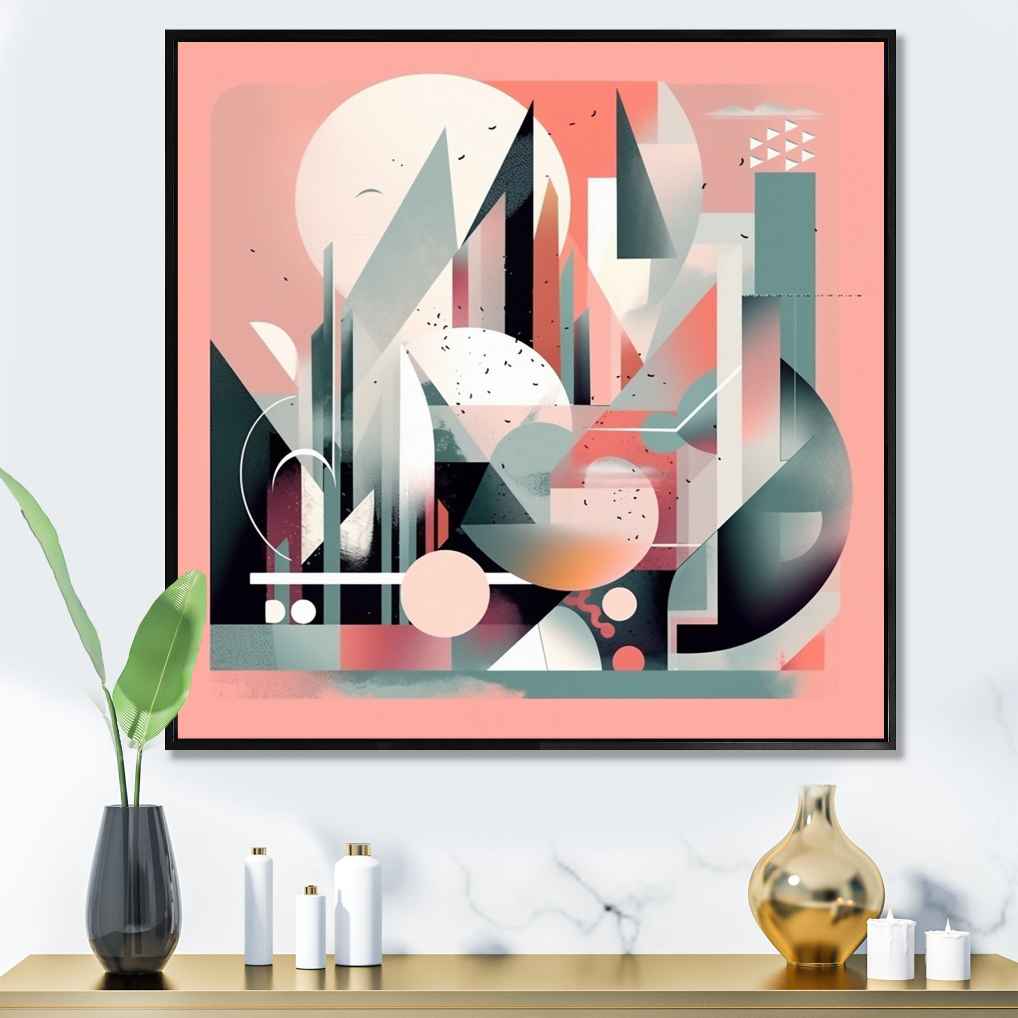 Wrought Studio™ Blue And Pink Embracing Cubism III - Minimalism Wall ...