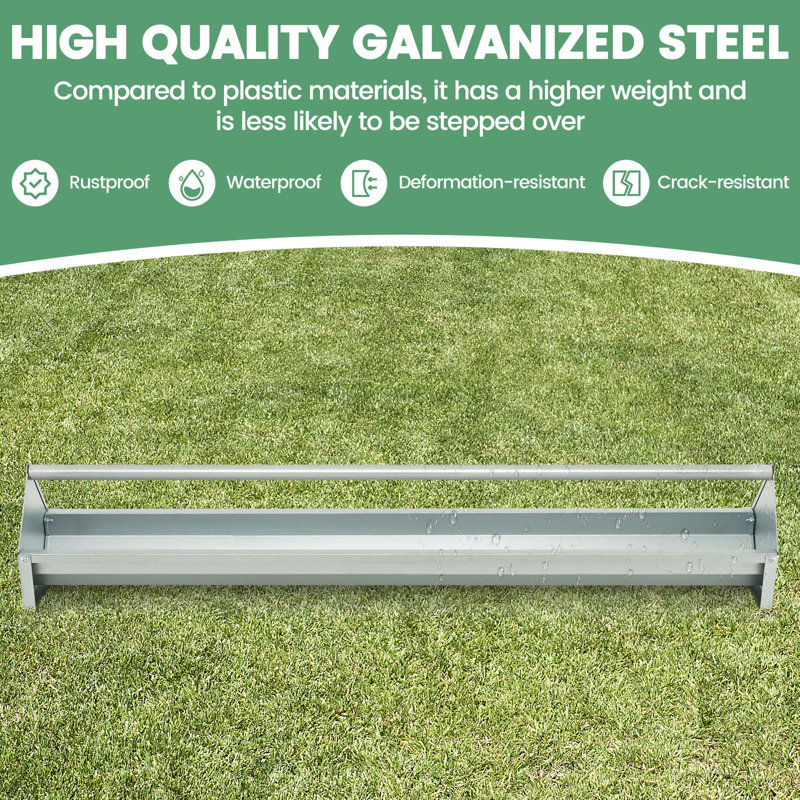 Costway Metal Chicken Feeding Trough Galvanized Steel Chicken Feeder ...