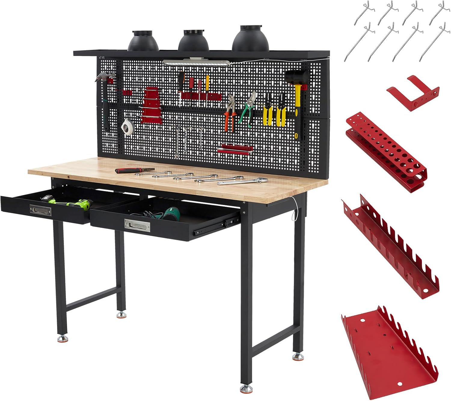 WFX Utility™ Heavy Duty Garage Workbench w/Pegboard, Wood Workbench ...