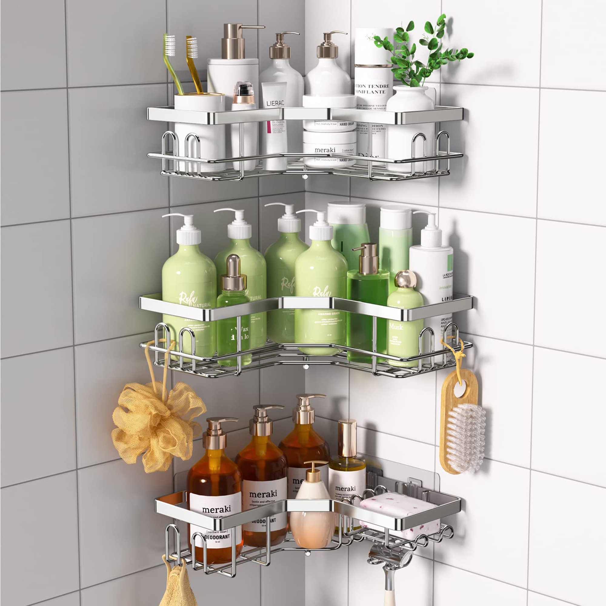 Rebrilliant 3 Pack Bathroom Shower Rack | Wayfair