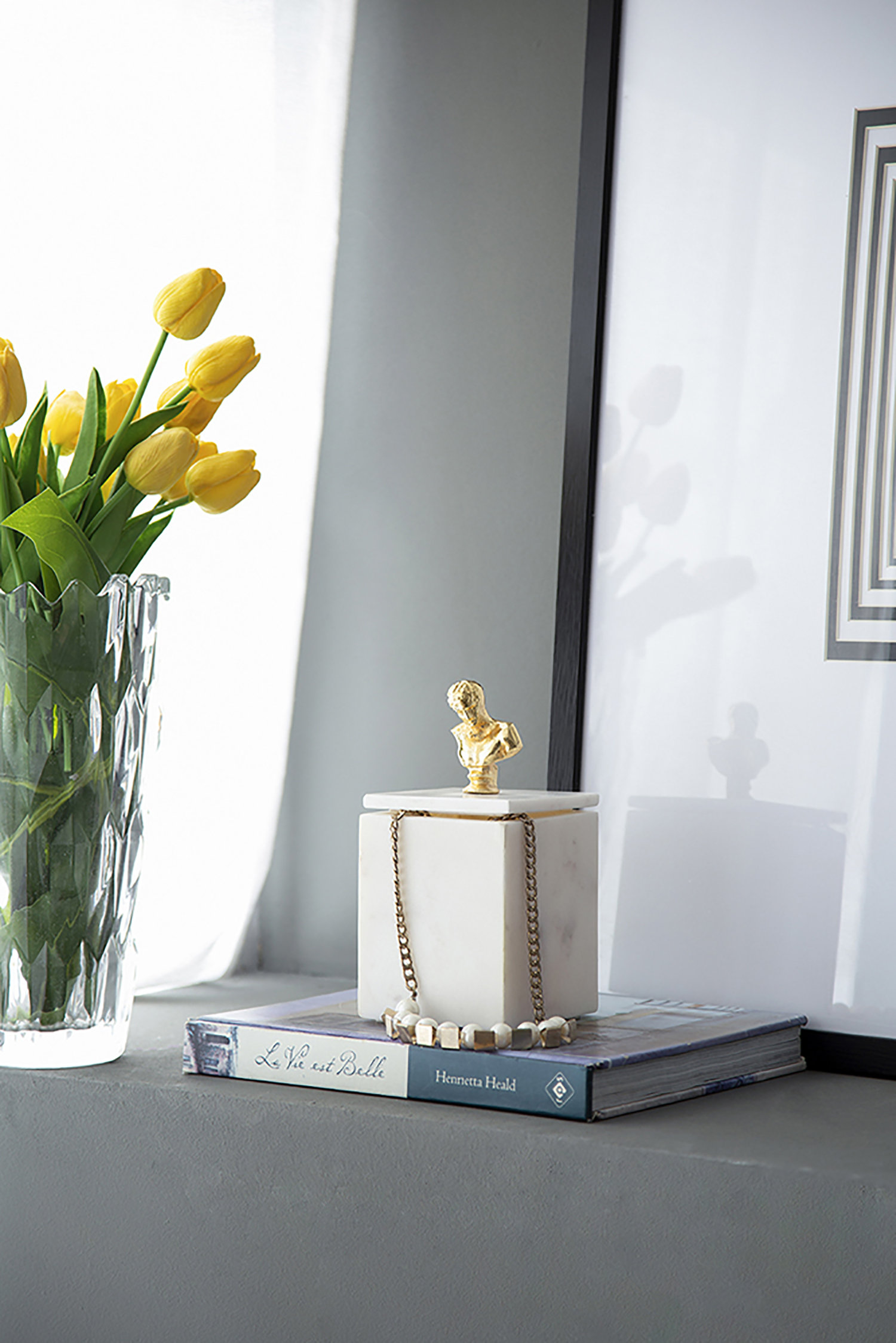 House of Hampton Marble Decorative Box - 4x4x8" - White - Wayfair Canada