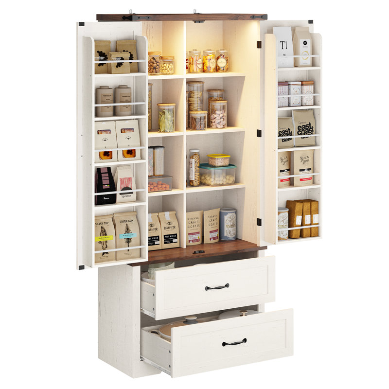 Gracie Oaks Farmhouse Kitchen Pantry Storage Cabinet | Wayfair