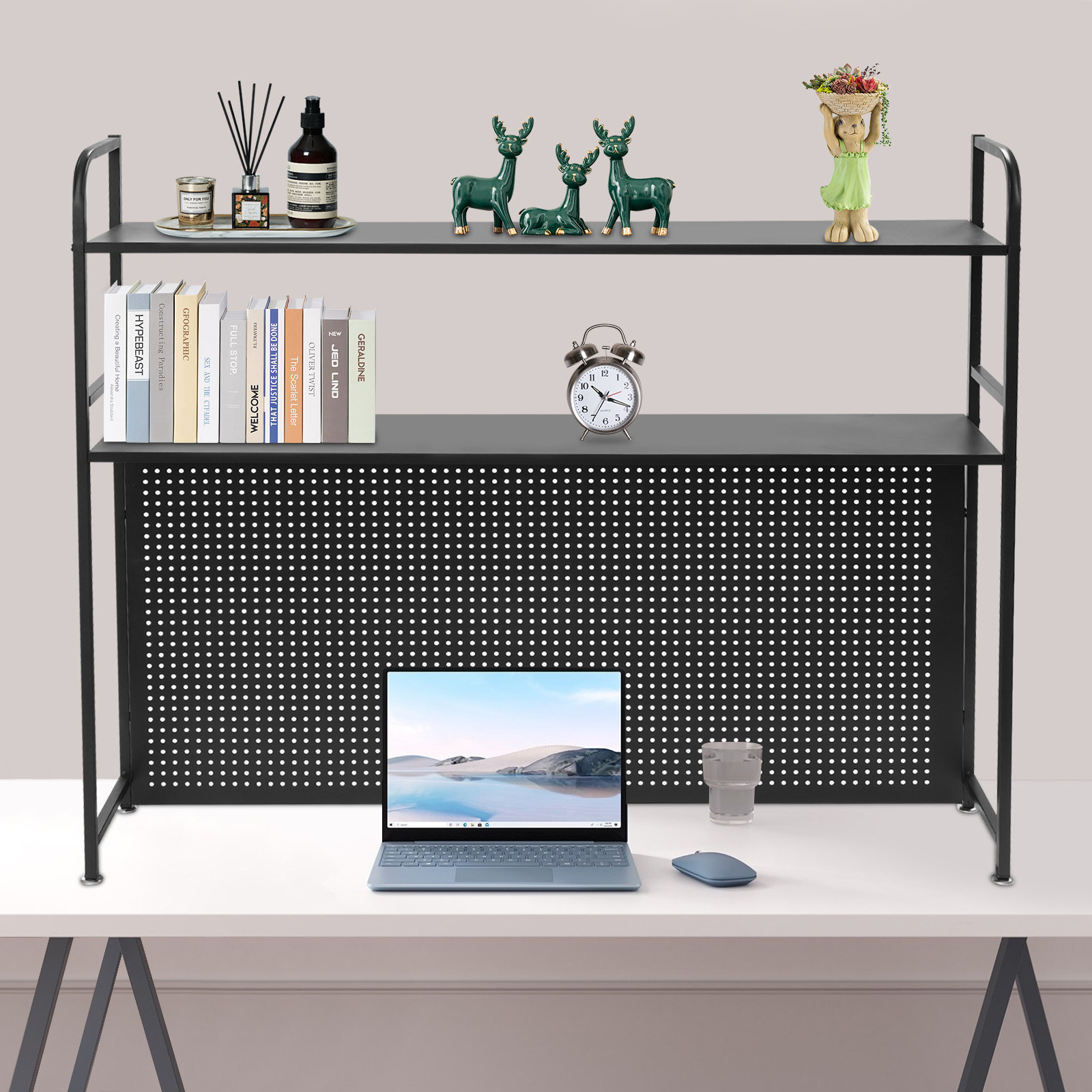 17 Stories 2-Tier Metal Desktop Storage Rack | Wayfair