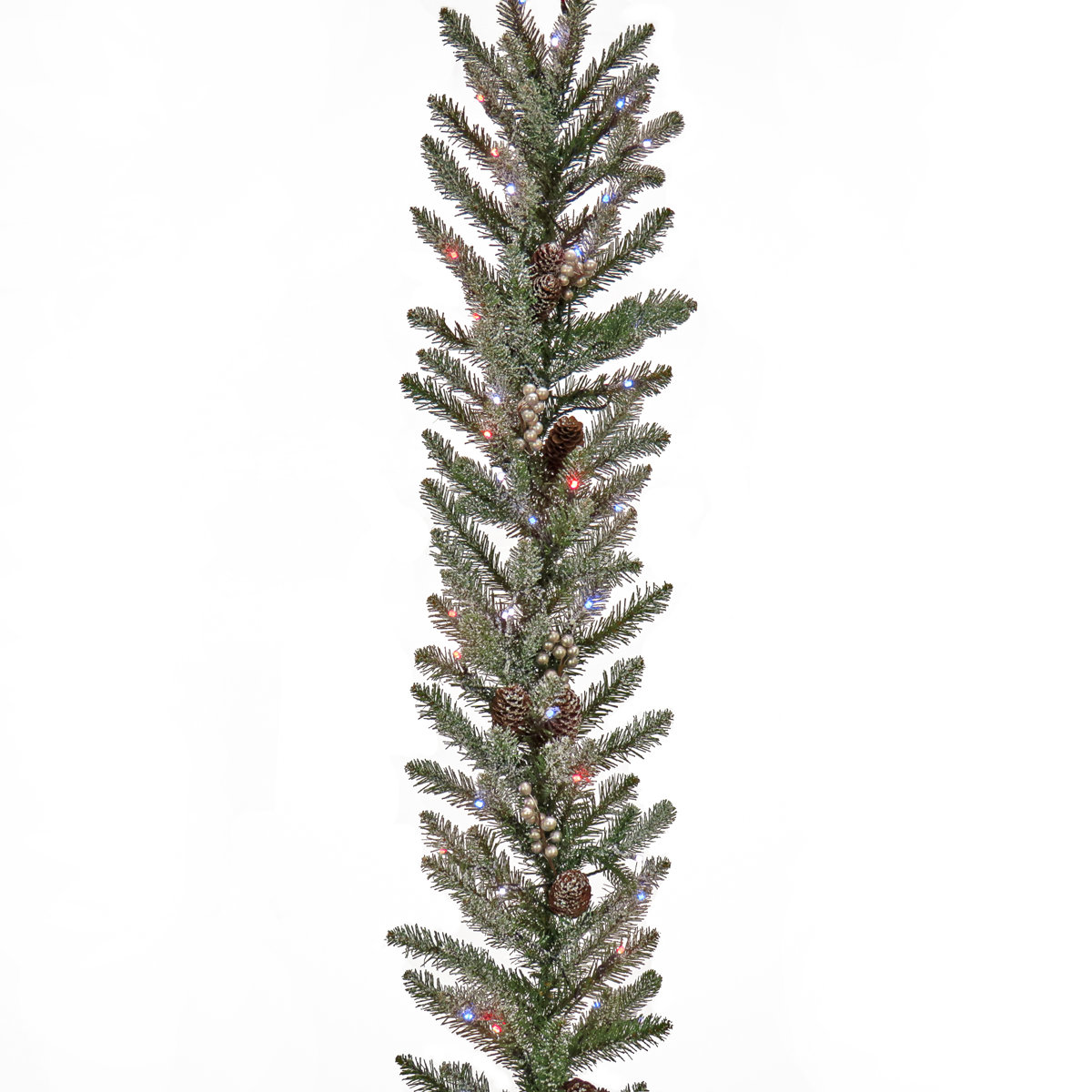 The Holiday Aisle® 9 ft. Snowy Morgan Spruce Garland with Twinkly LED ...