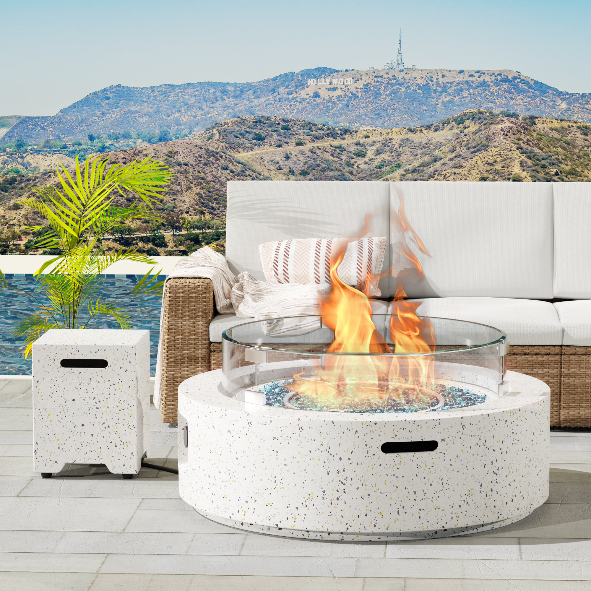 Latitude Run® 41" Terrazzo White Fire Table Base - Wayfair Canada
