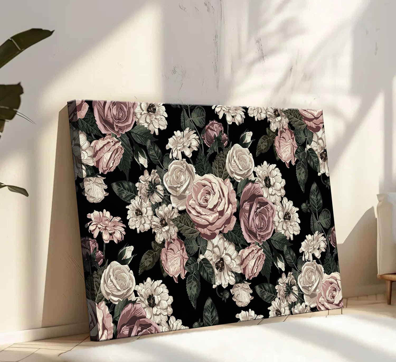 Ophelia & Co. Rose Flower Canvas Wall Art Moody Pink And White Rustic ...