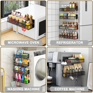 Latitude Run® 4 Pack Magnetic Shelf, Fridge Magnet Organizer With ...
