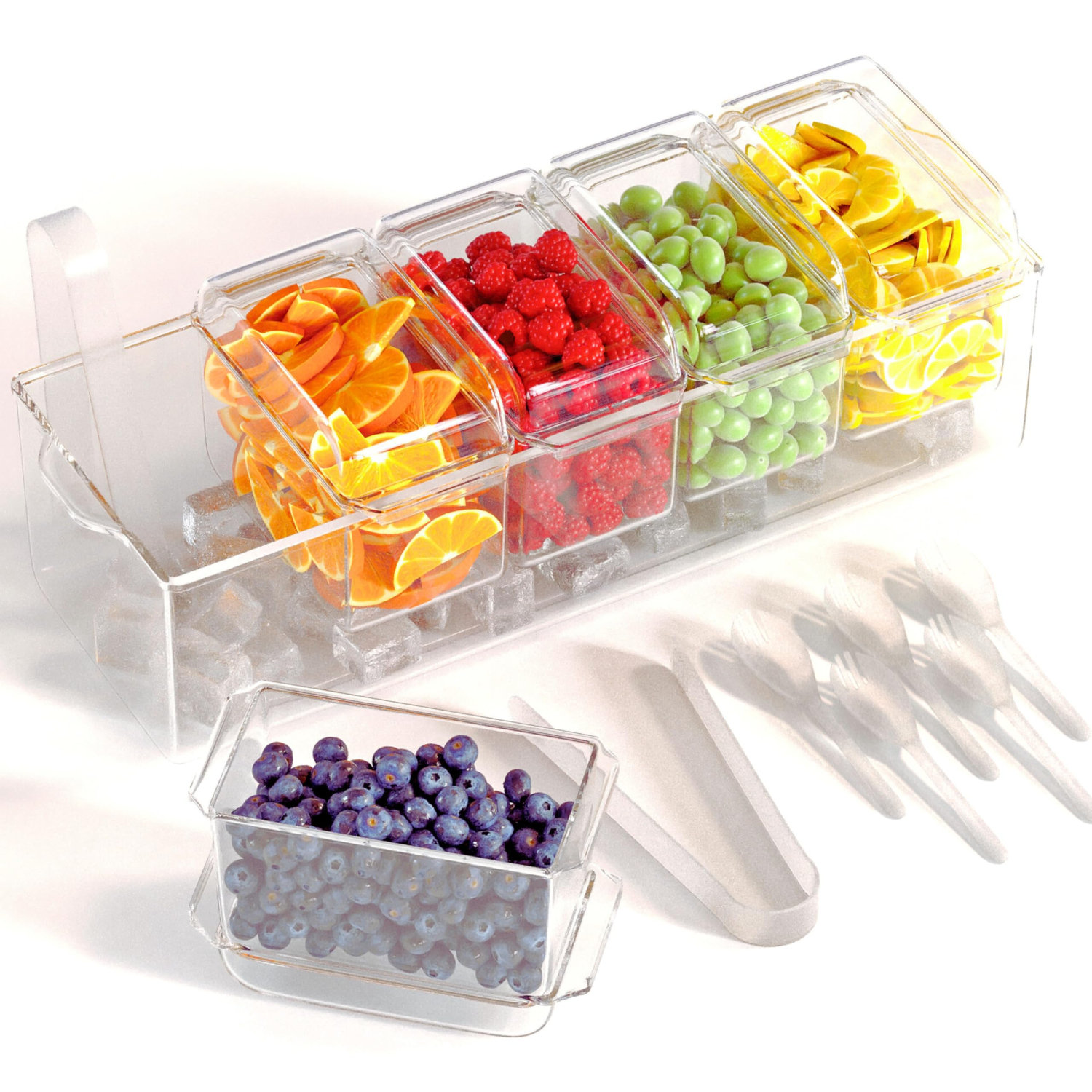 Stack man Ice Chilled Condiment Caddy | 5 Containers & 5 Lids | BPA ...