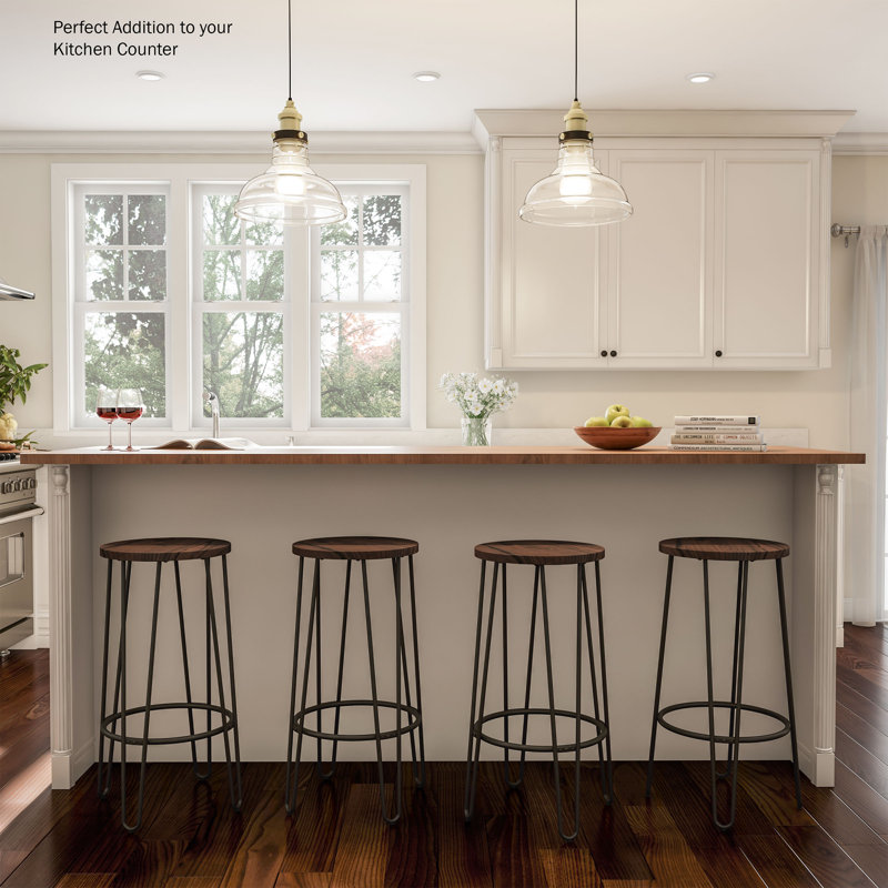 17 Stories Set Of Four 29.5in Bar Stools, Walnut | Wayfair