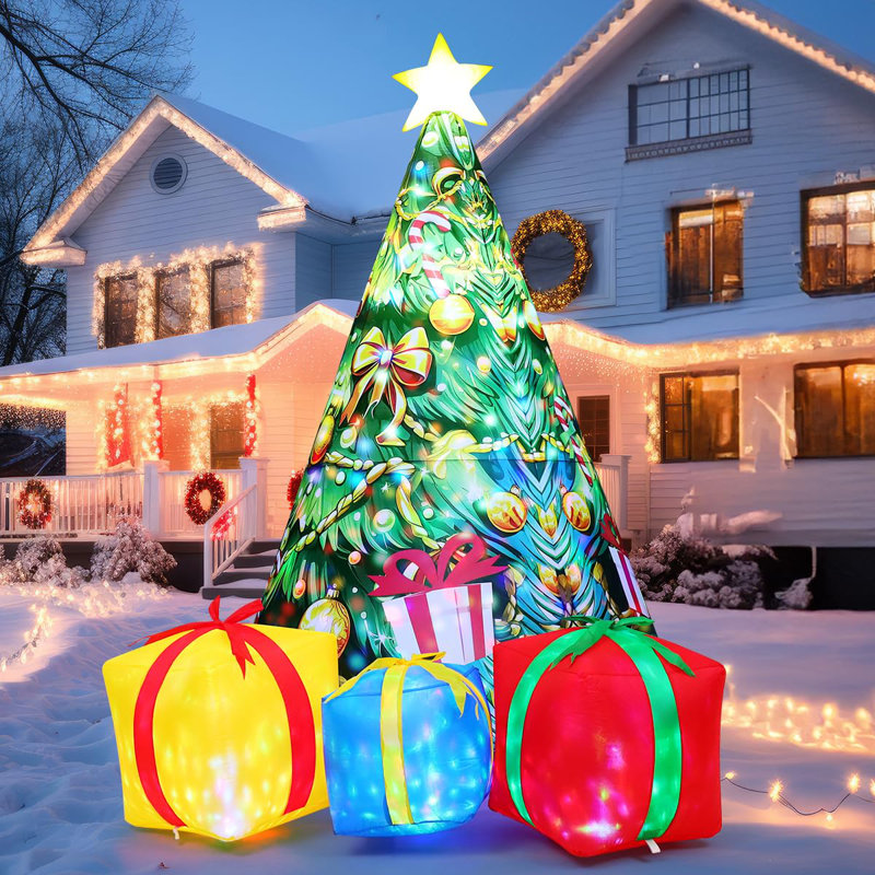 GOOSH Christmas Inflatables 11.8 Ft Blowup Christmas Tree With Built-in ...