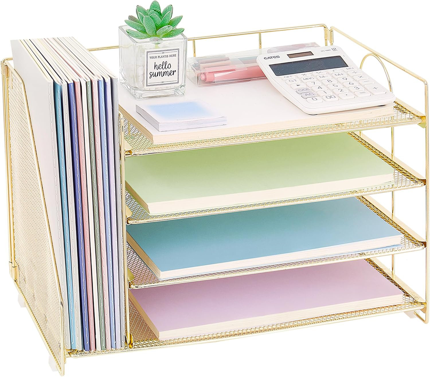 Inbox Zero Desk Organizers and Accessories, 4 Tier Paper Letter Tray ...