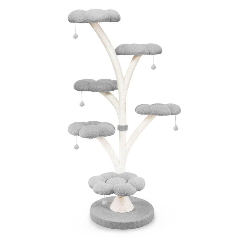 FKWin 5'11" H Tall Cat Tree Flower Shape Scratching Post Cat Tower ...