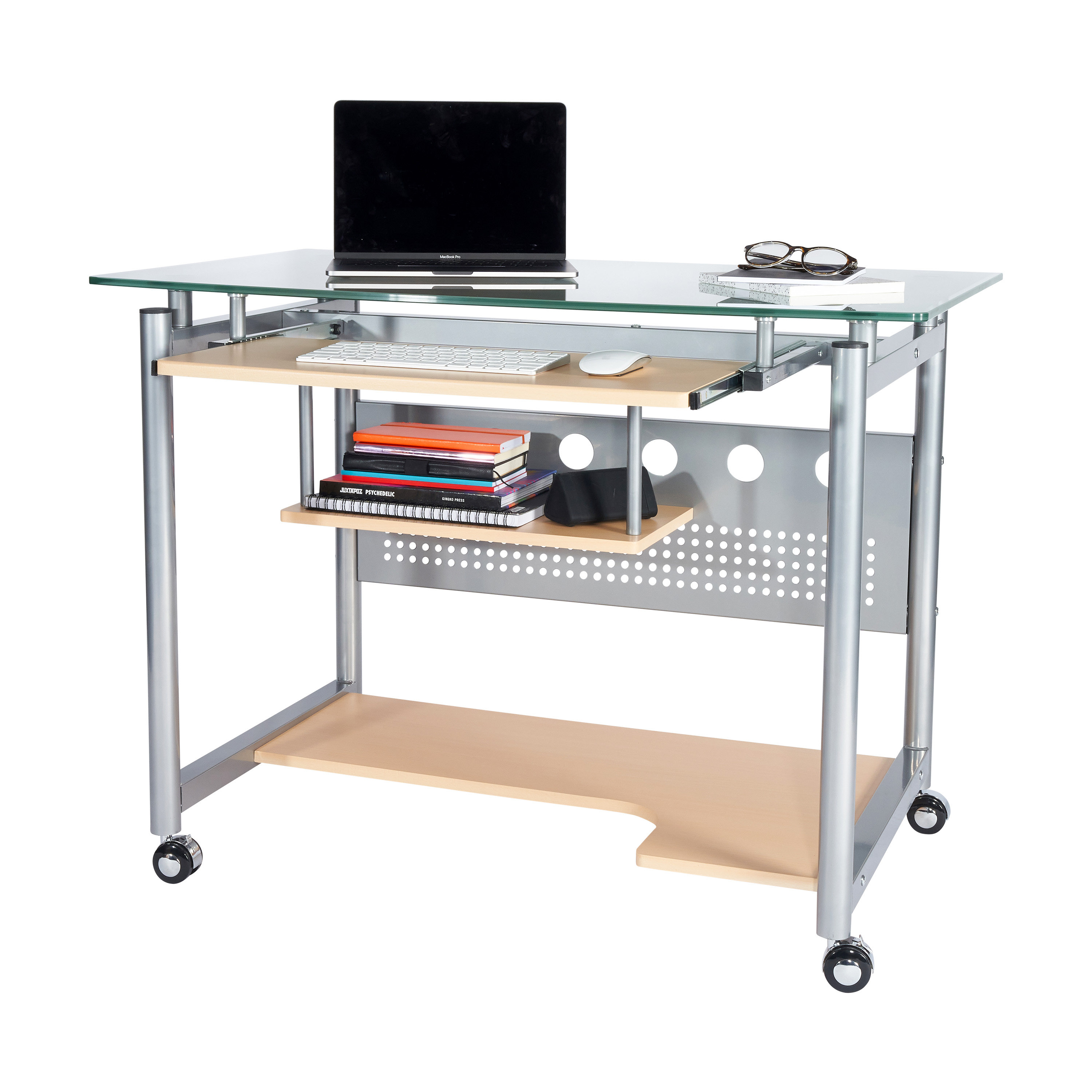 Techni Mobili Glass Top Metal Base Computer Desk | Wayfair