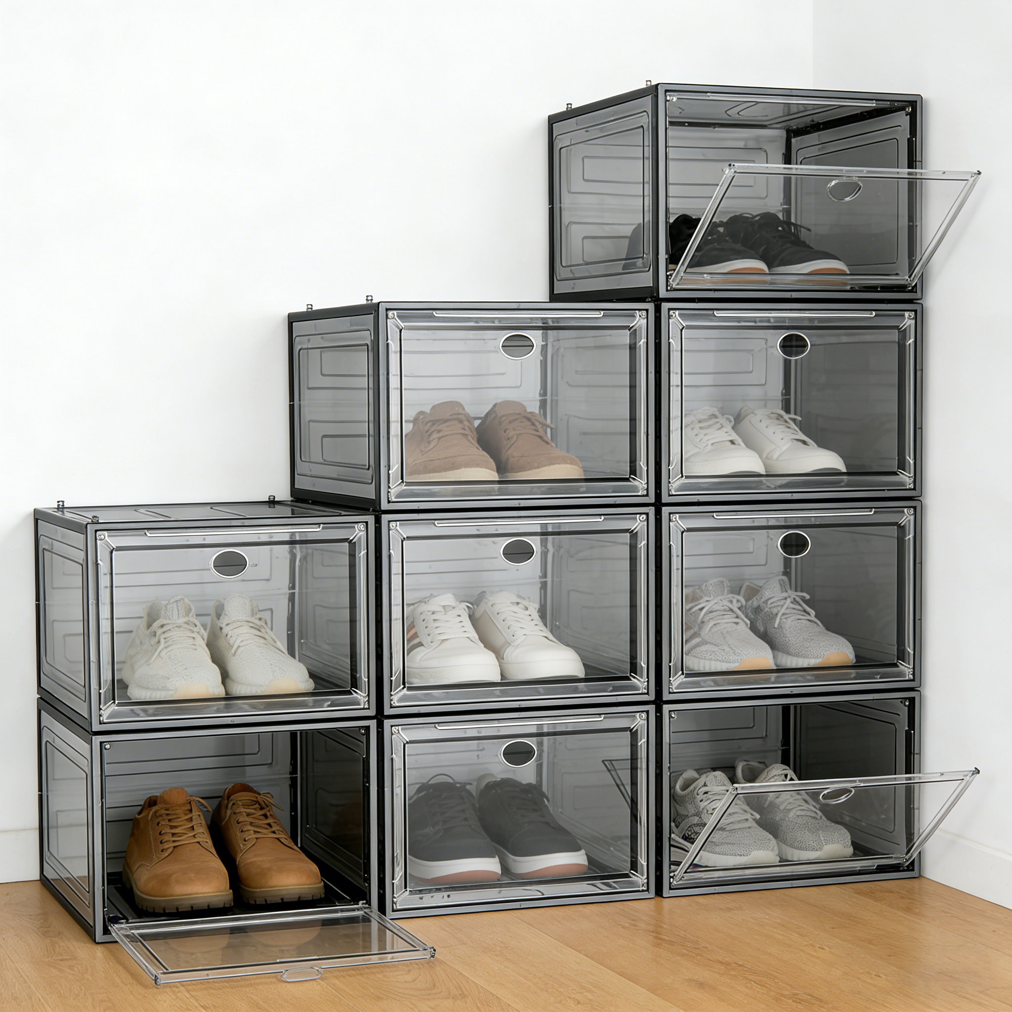 Wrought Studio™ Thickened Transparent Magnetic Shoe Cabinet | Wayfair