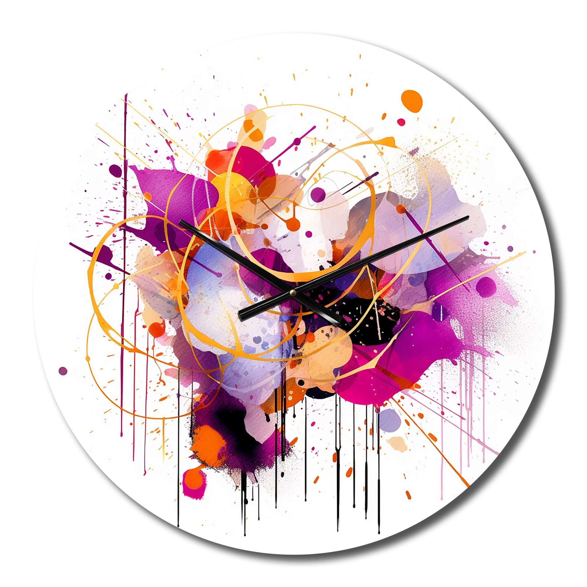 Design Art Purple Orange Ethereal Reflections Metal Wall Clock | Wayfair