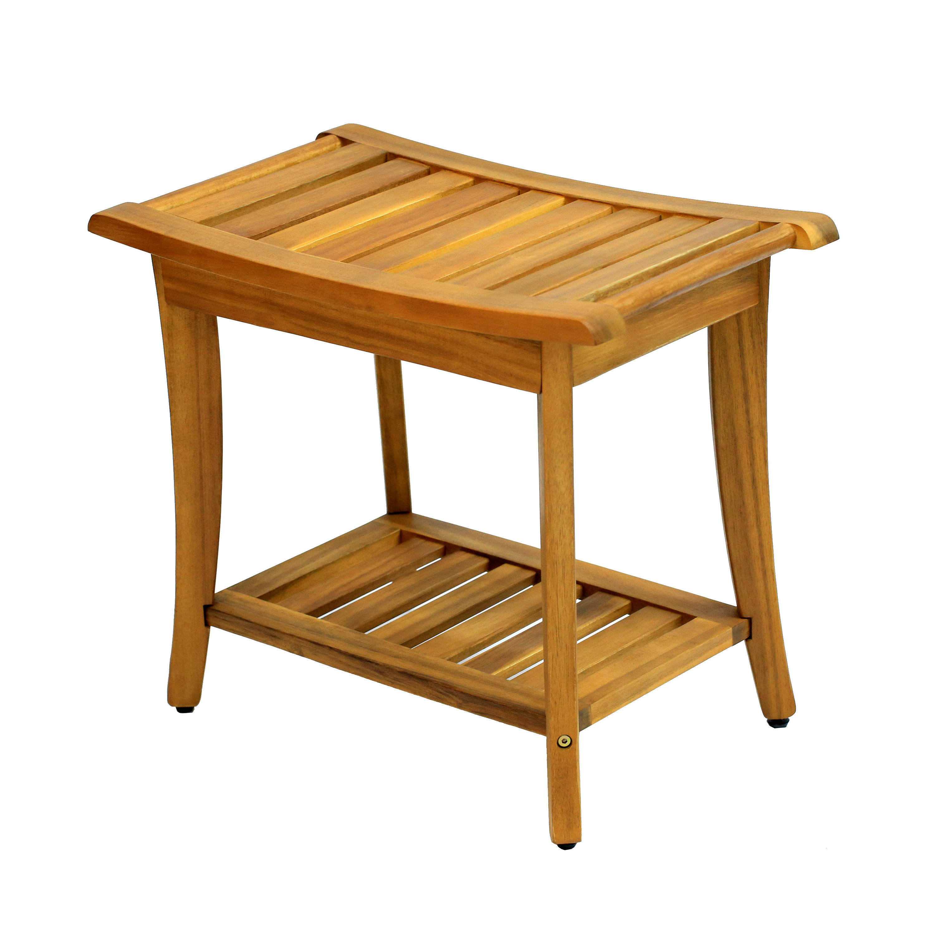 Winston Porter Tucker 22.1" Traditional Classic Slatted Solid Acacia ...