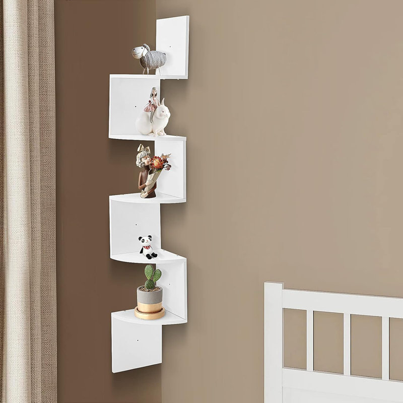 Metro Lane 5-tier Corner Shelf Floating Wall Shelf Zigzag Design, Space ...