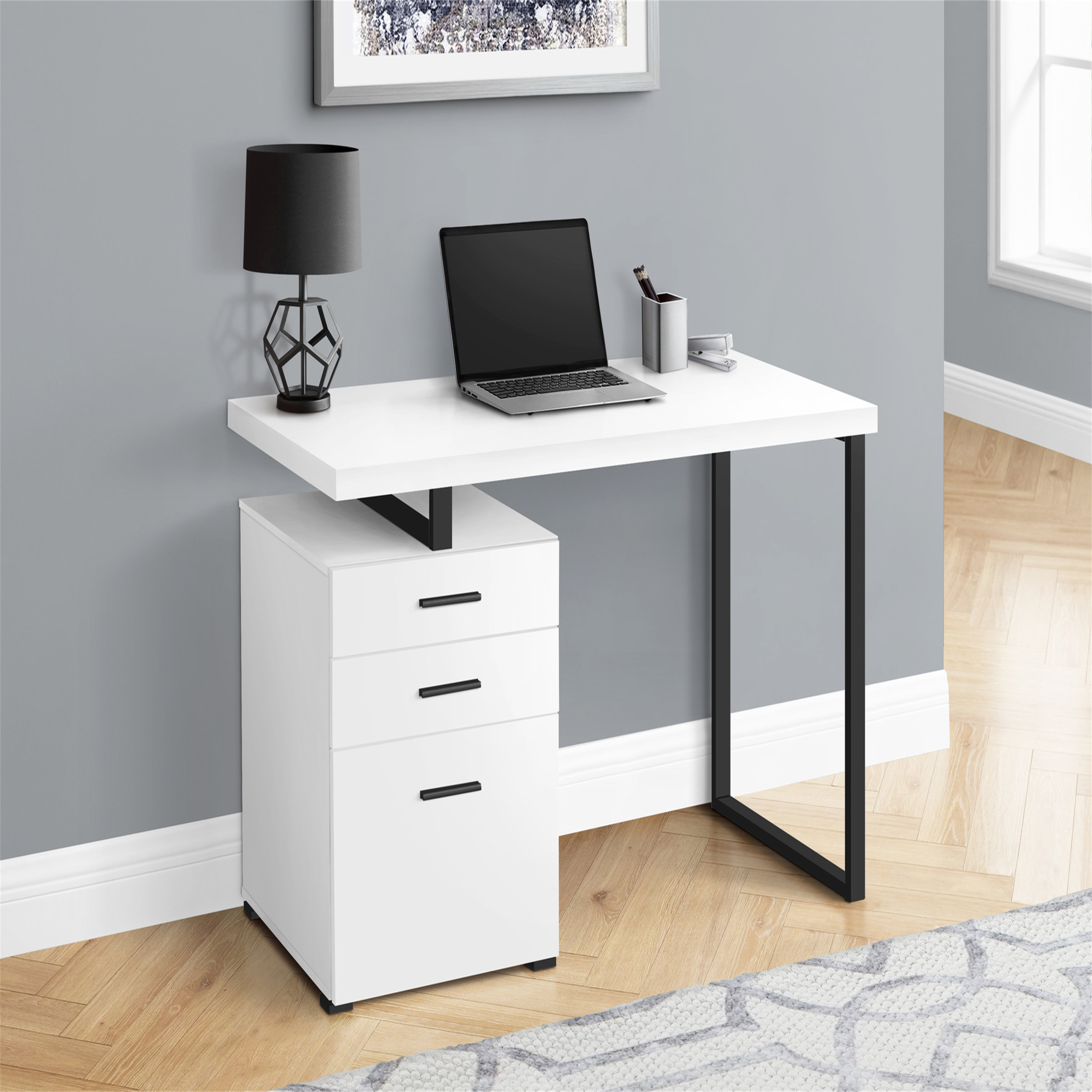 Latitude Run® Versatile Computer Desk With Storage Drawers And Floating ...