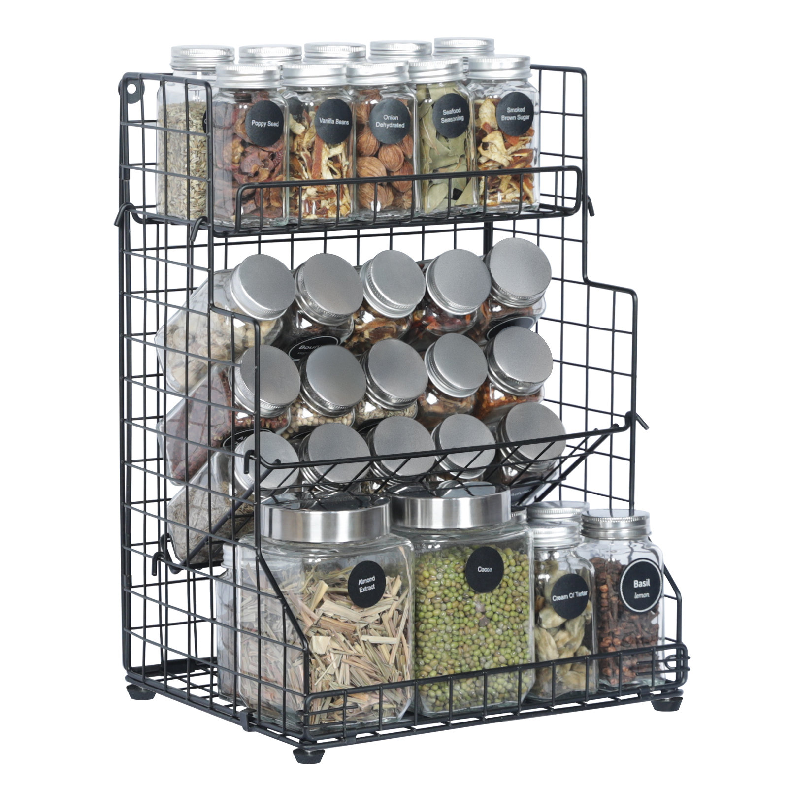 Ebern Designs Countertop 3 Tier Snack Organizer Rack Bins With ...