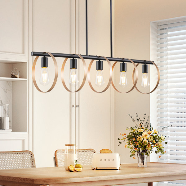 Mercer41 Zarely 5 - Light Dimmable Kitchen Island Pendant Modern Linear ...