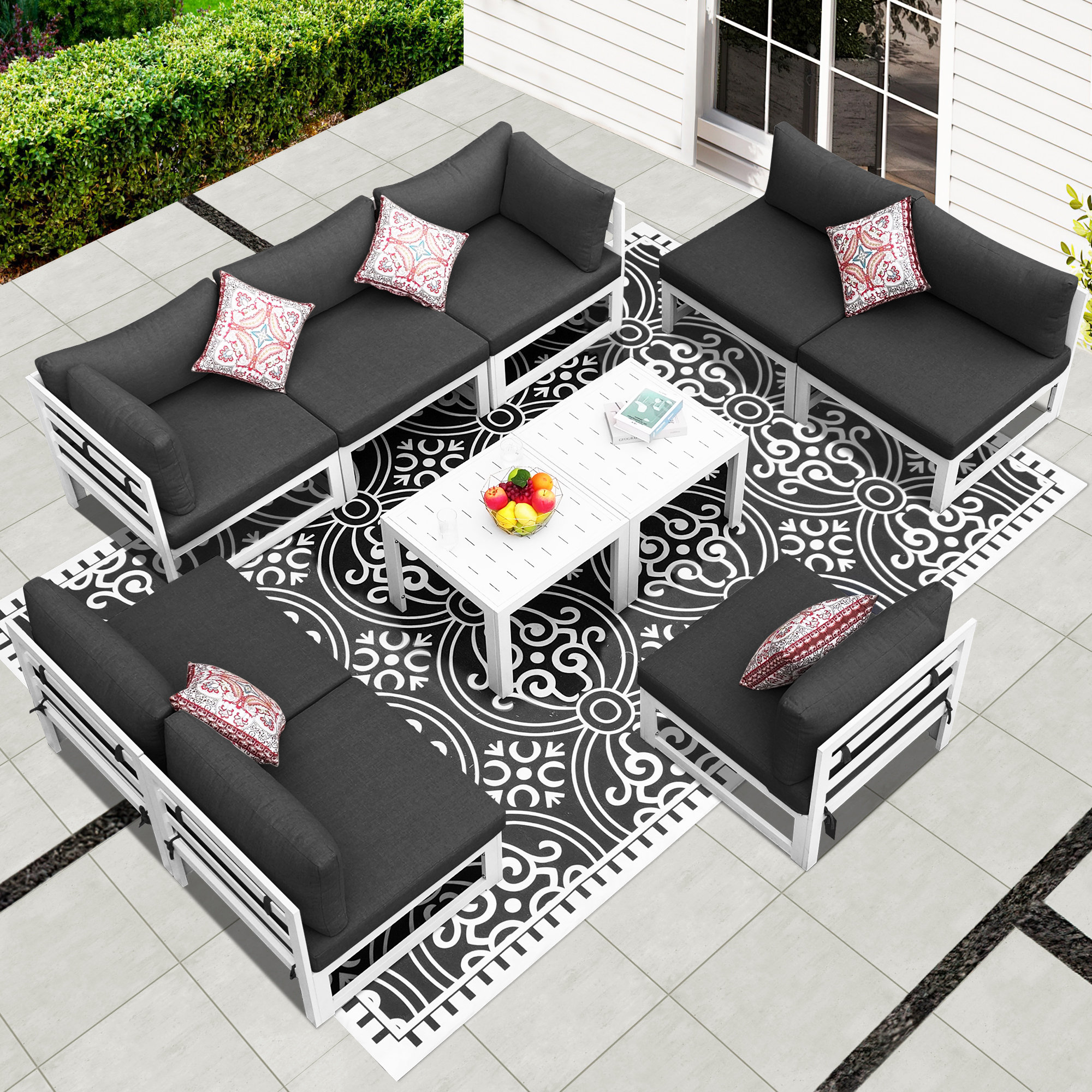 Hokku Designs Qui 9 Piece Complete Patio Set with Cushions | Wayfair